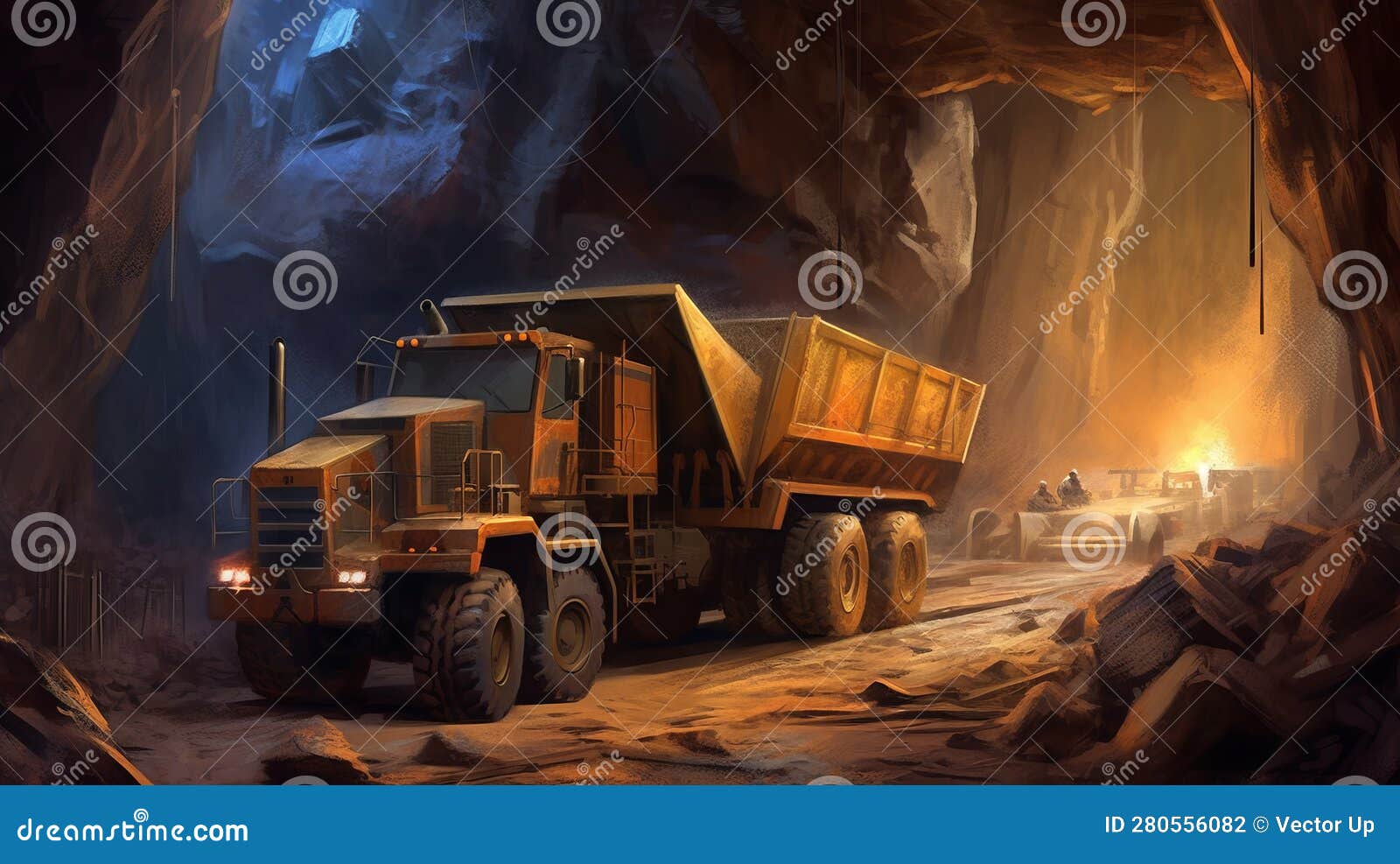 Truck and Bulldozer Working in the Stone Mine. Generative AI. Stock ...