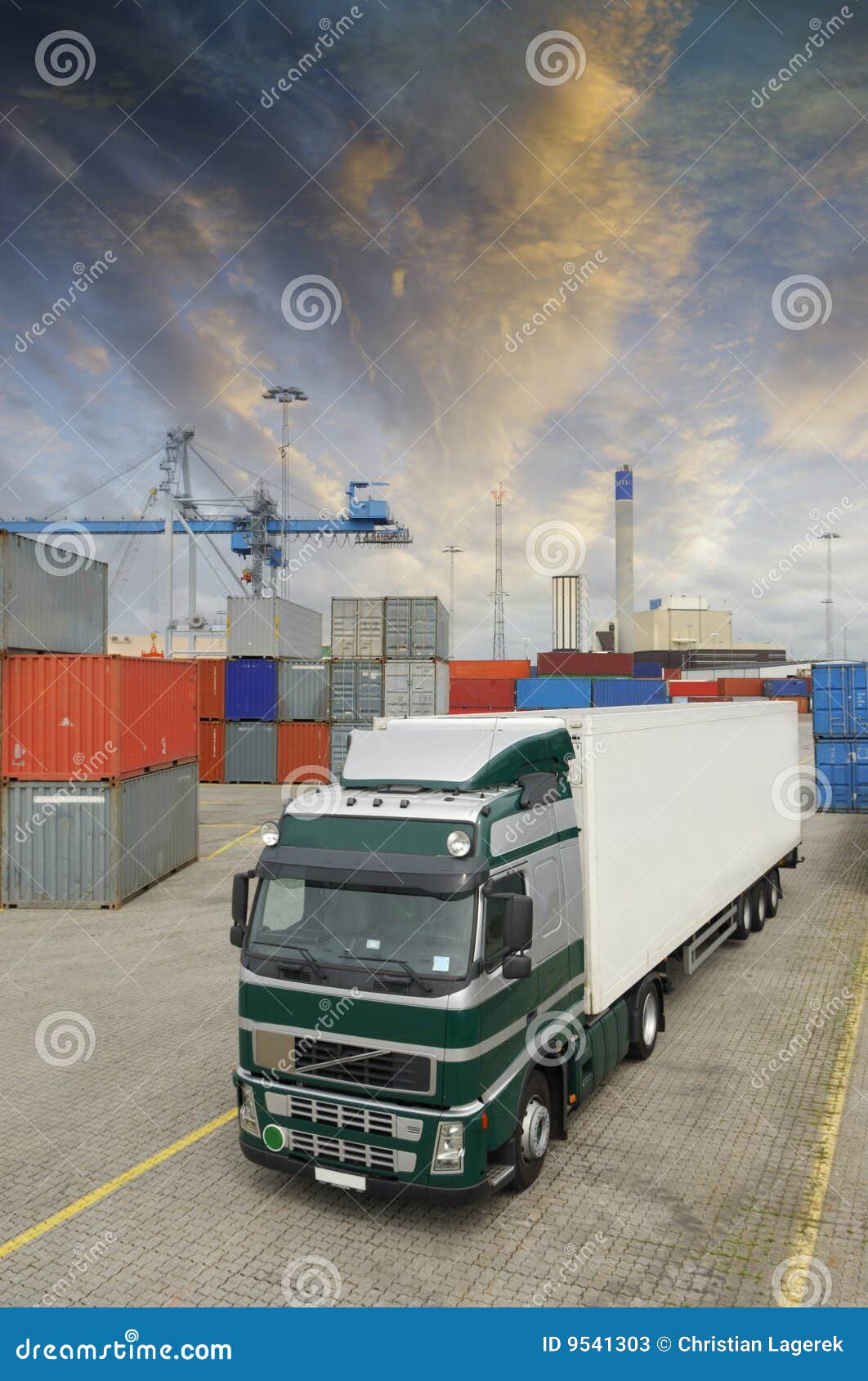 Truck In Port, Delivery Of Cargo To Europe. Logistics Goods Transport ...