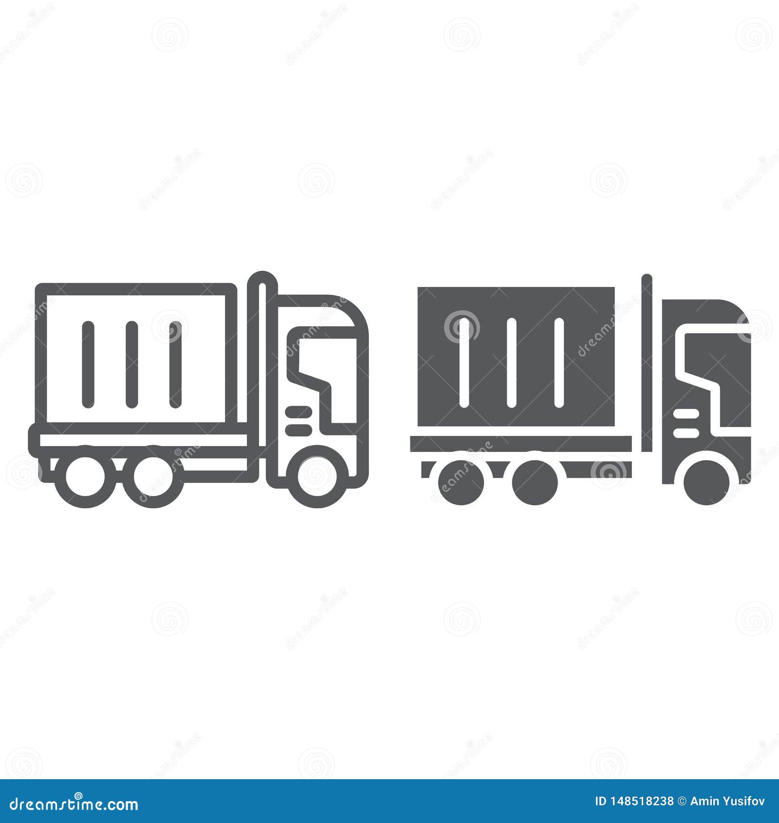 Truck Cargo Line and Glyph Icon, Transportation and Delivery, Lorry ...