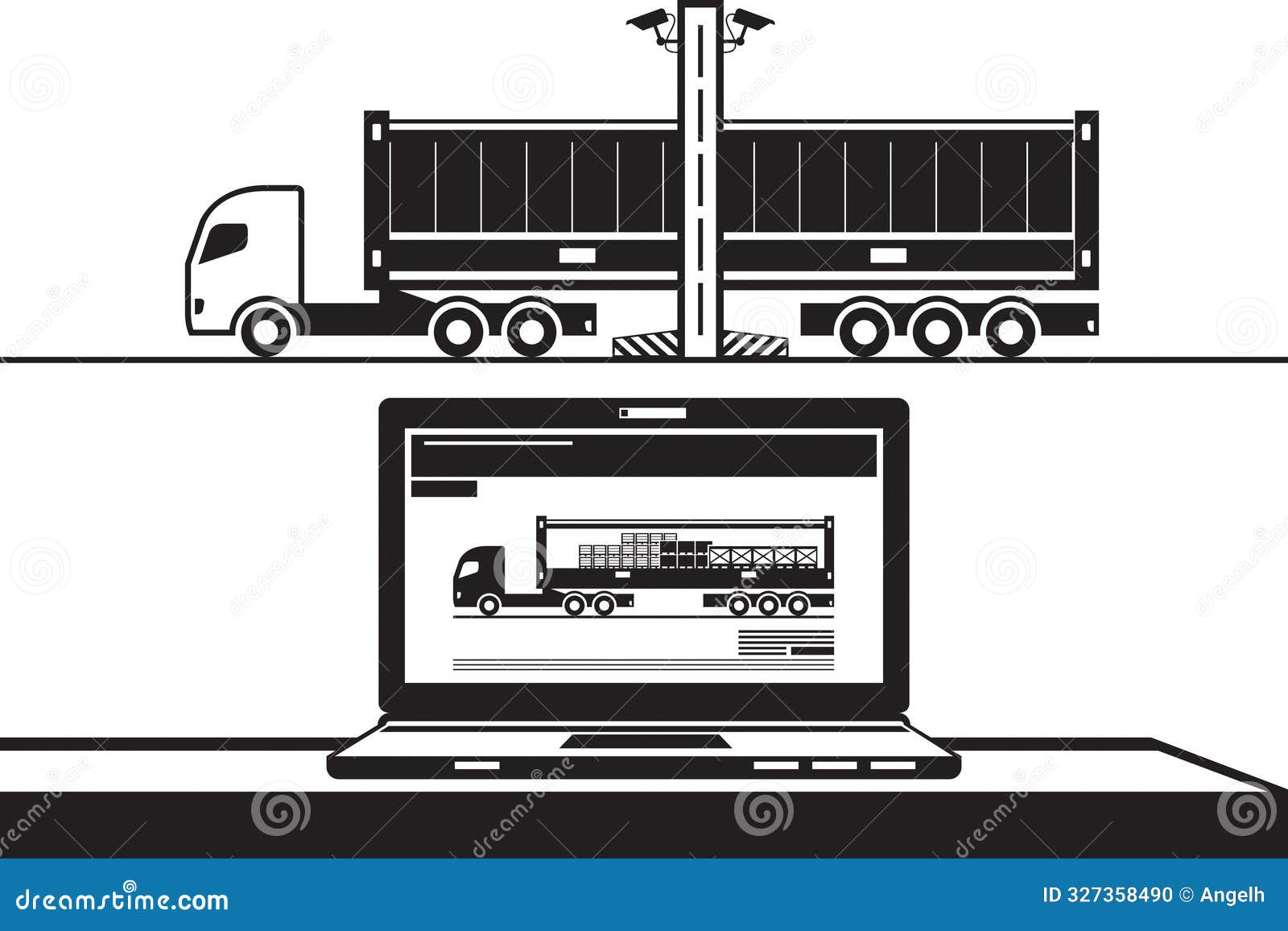 Truck and Cargo X-Ray Scanning at Customs House Stock Illustration ...