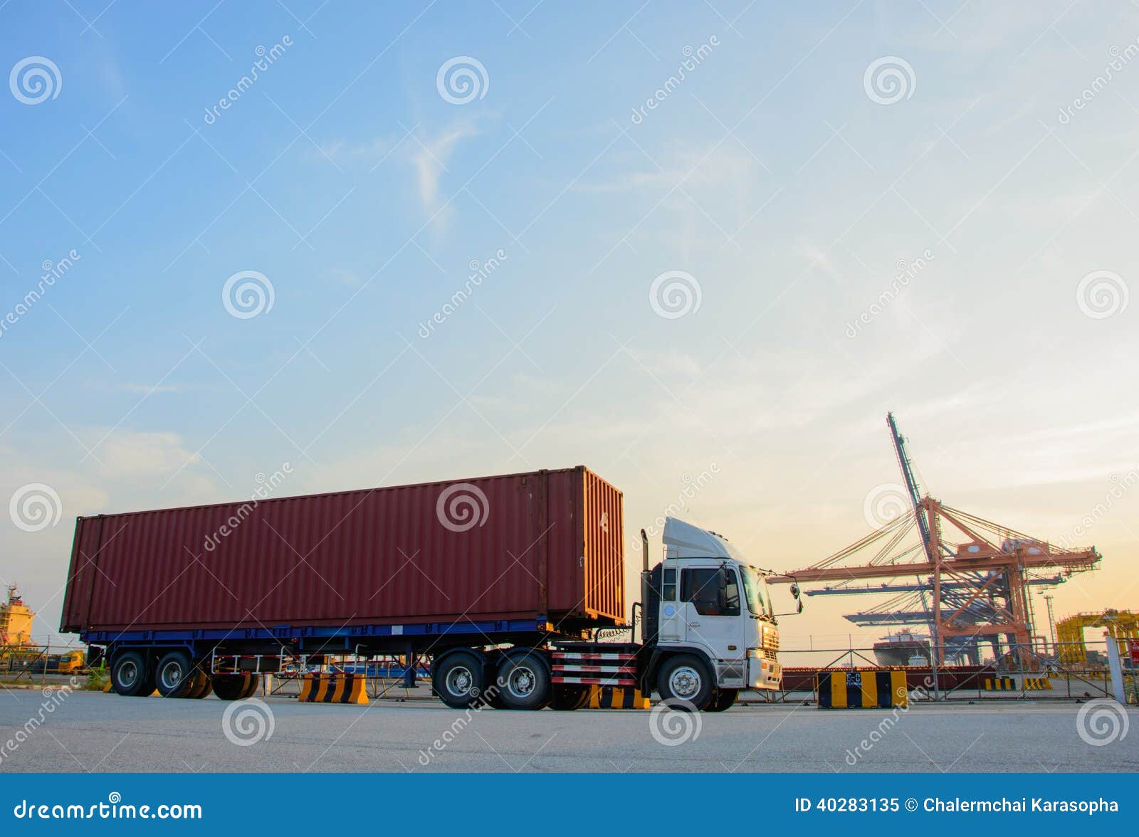 Truck carries container stock image. Image of cargo, parking - 40283135