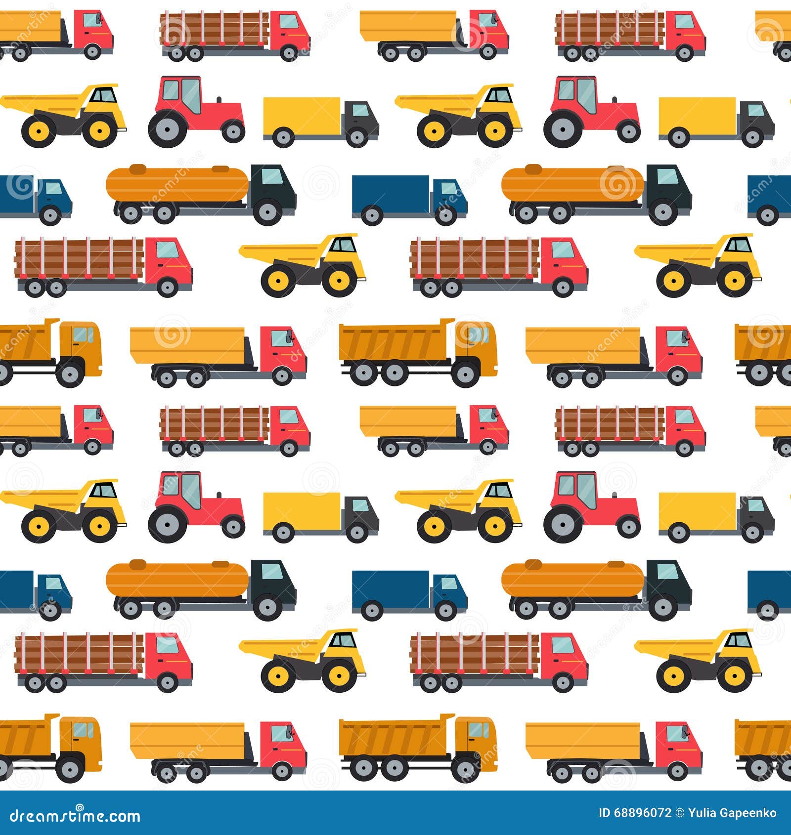 Truck Cars Seamless Pattern Background Vector Illustration Stock Vector ...