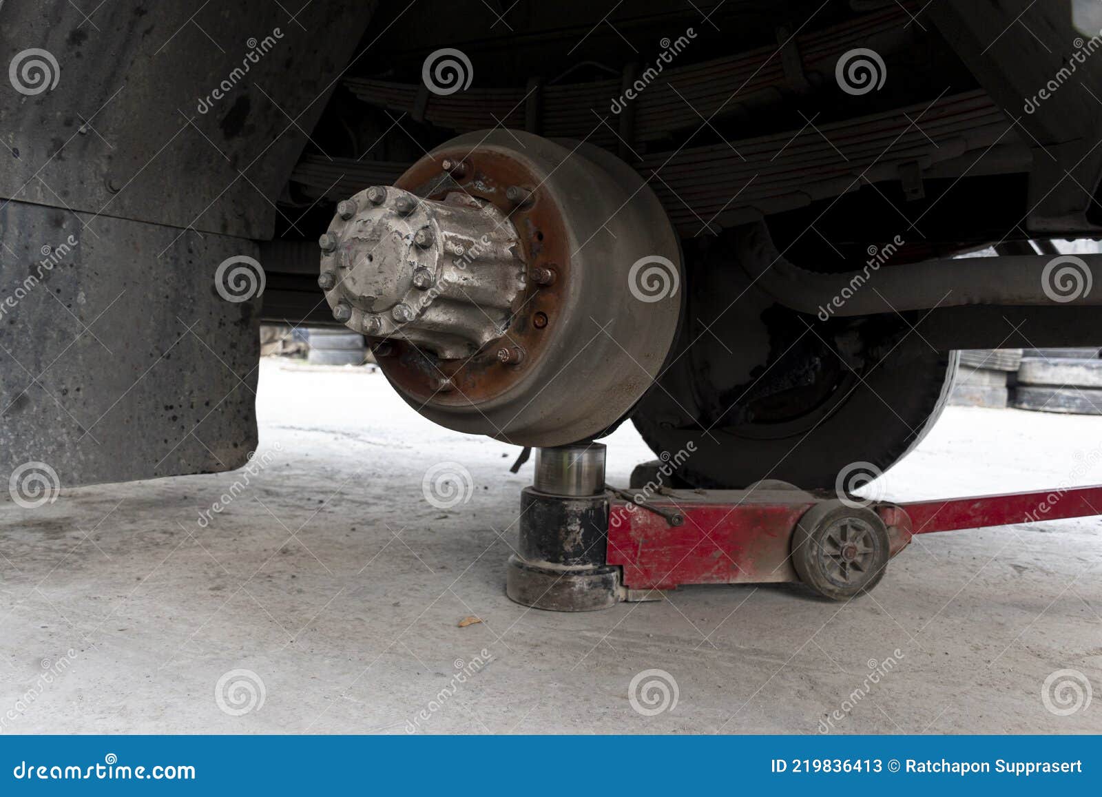 Truck Change Wheels Using a Lifting Jack Stock Image - Image of jack ...