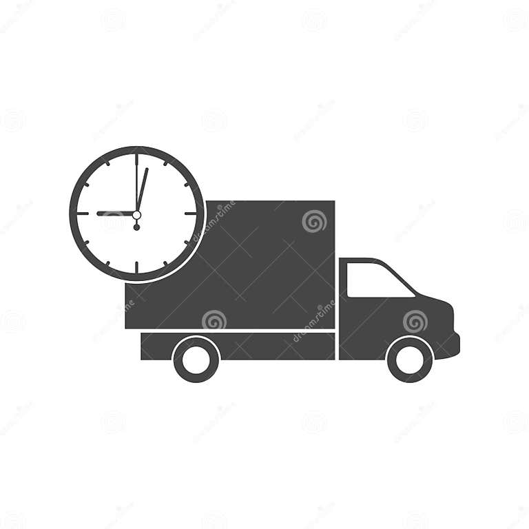 Truck with Clock, Fast Delivery Icon Stock Vector - Illustration of ...