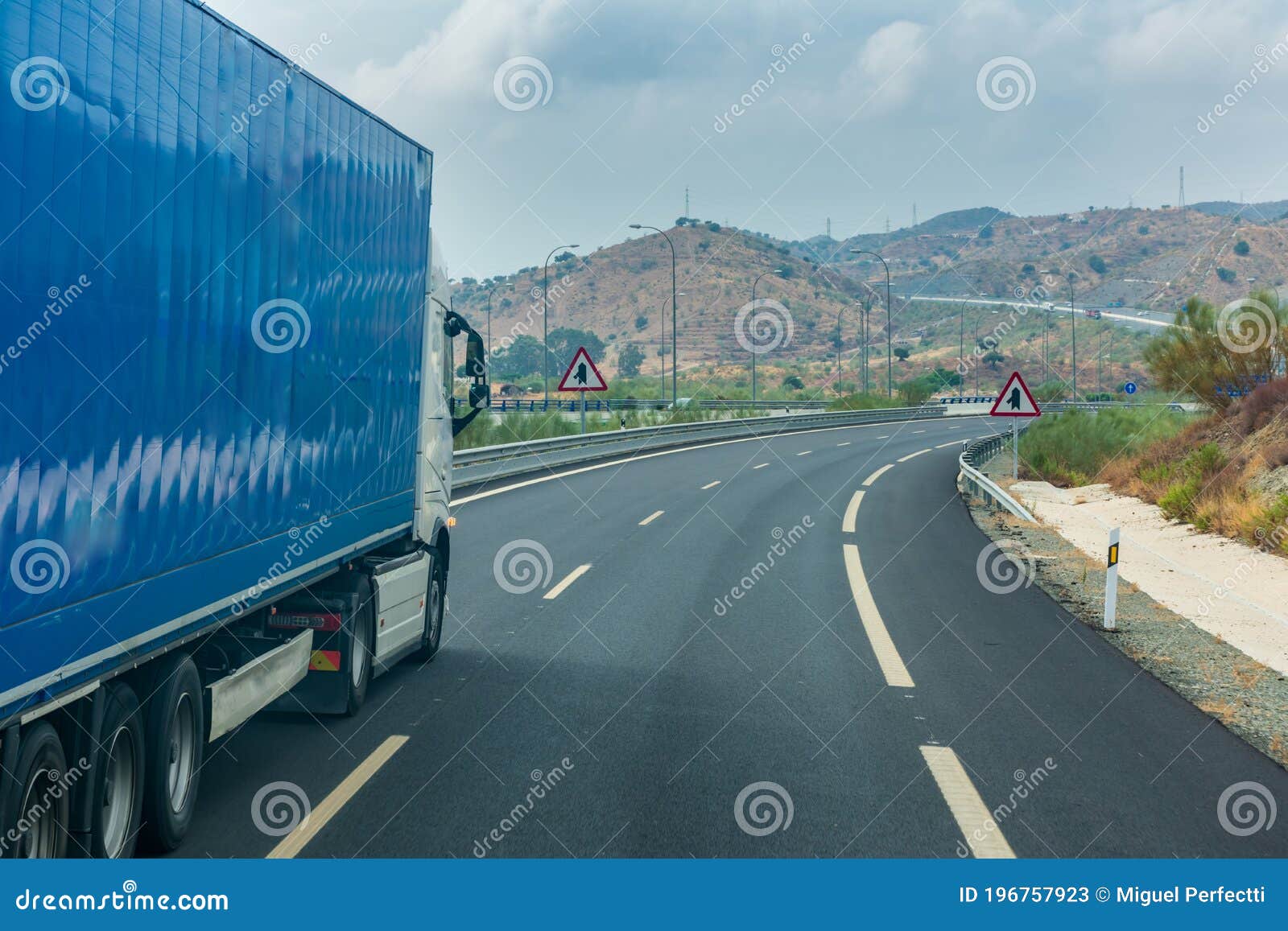 Truck with Closed Semi-trailer Stock Image - Image of shipping, blue ...
