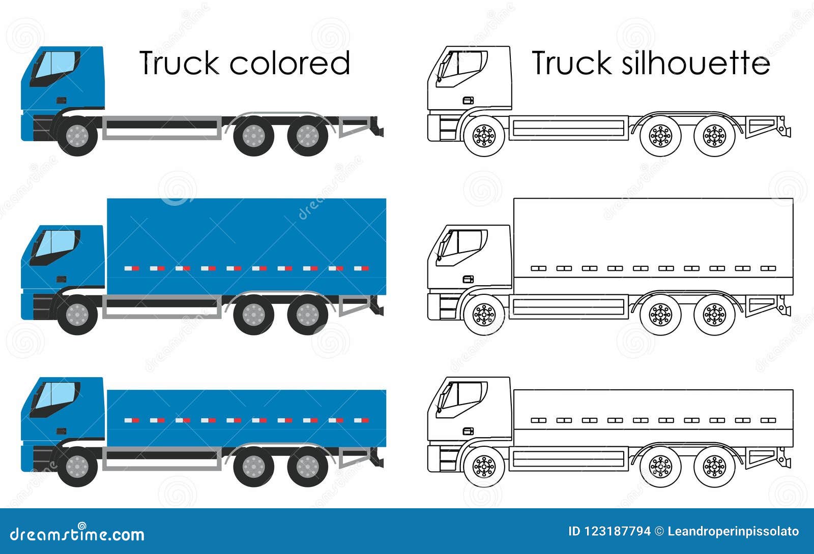 Truck Colored and Multiple Views Stock Vector - Illustration of company ...