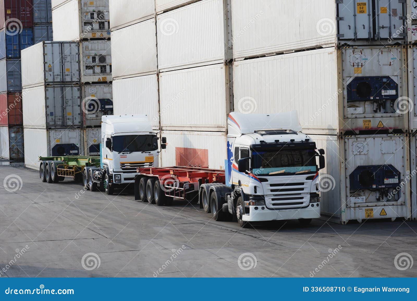 Truck Comes To Pick Up the Container Stock Photo - Image of business ...