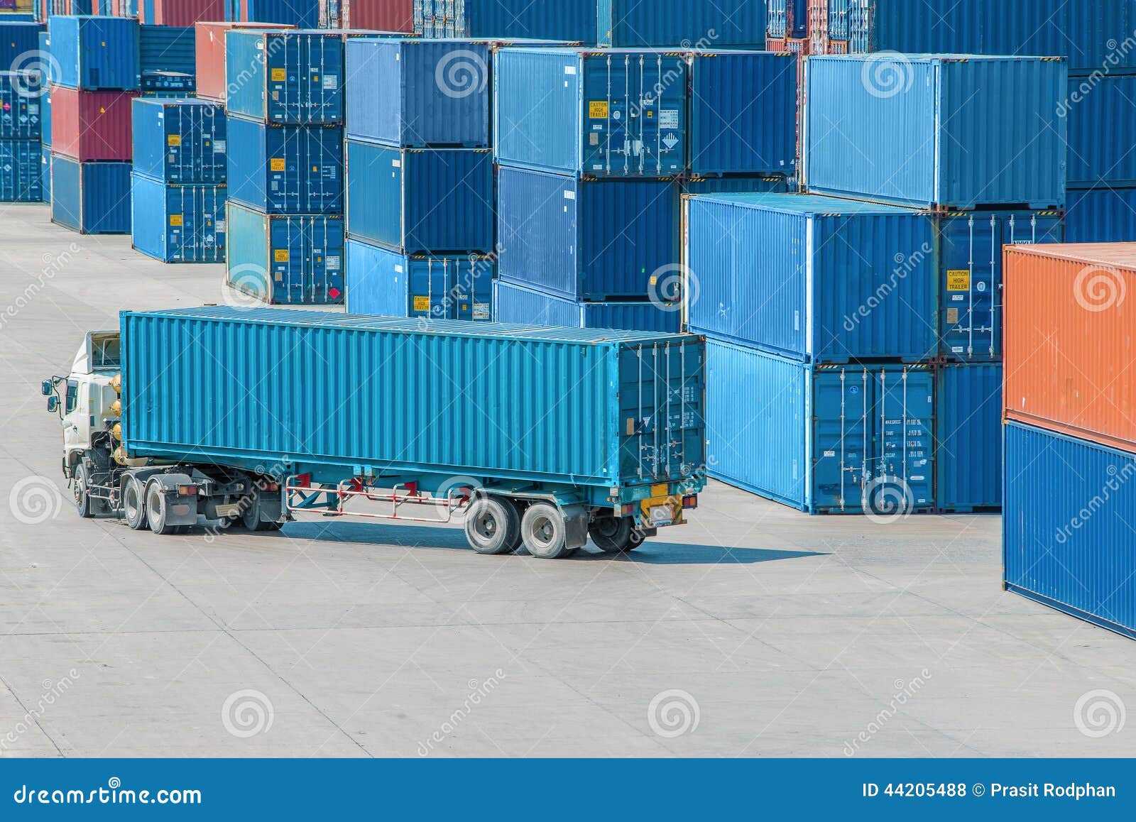 Truck in container depot stock photo. Image of move, freight - 44205488