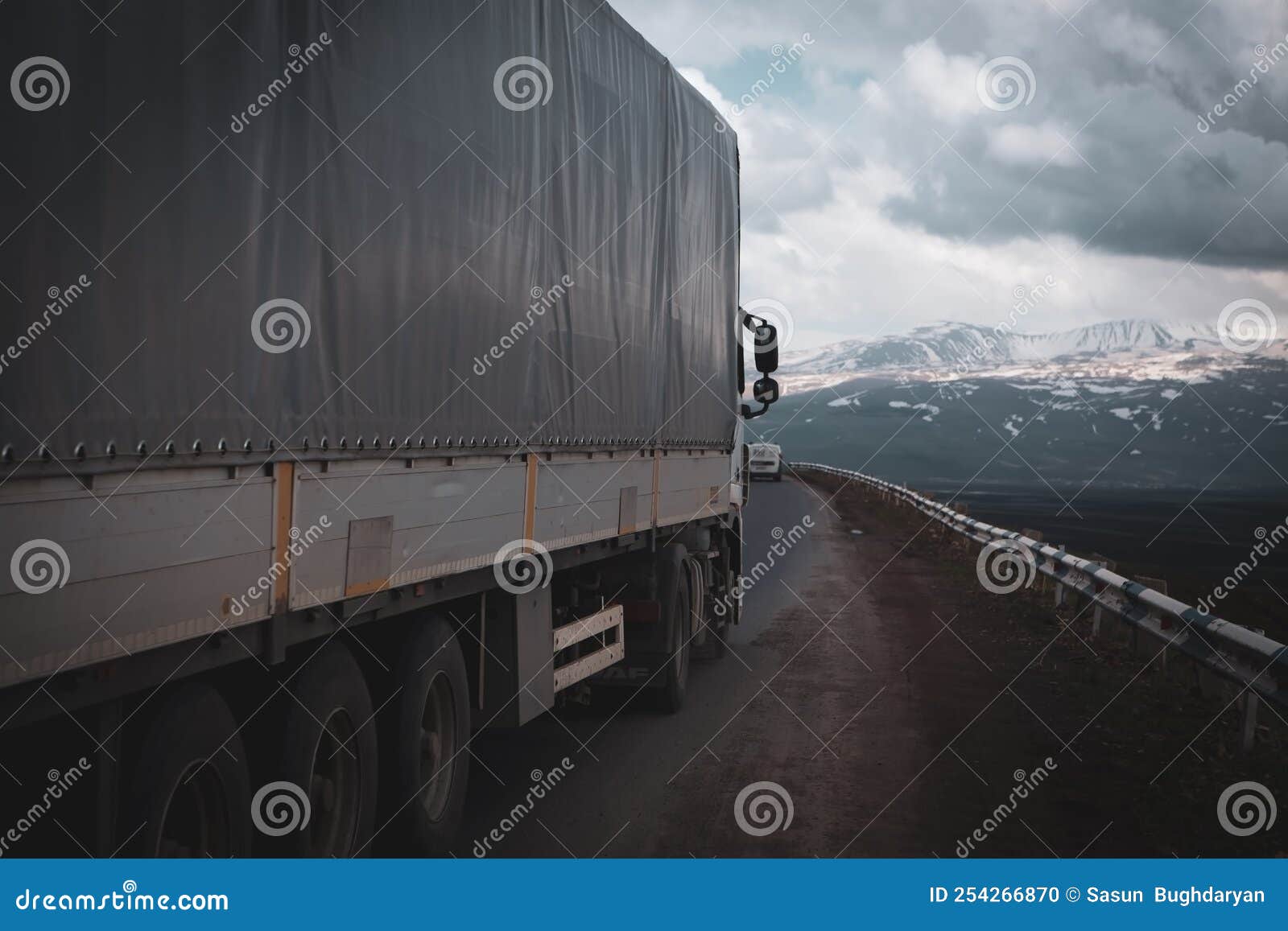 Truck with Container on Road, Cargo Transportation Concept Stock Photo ...