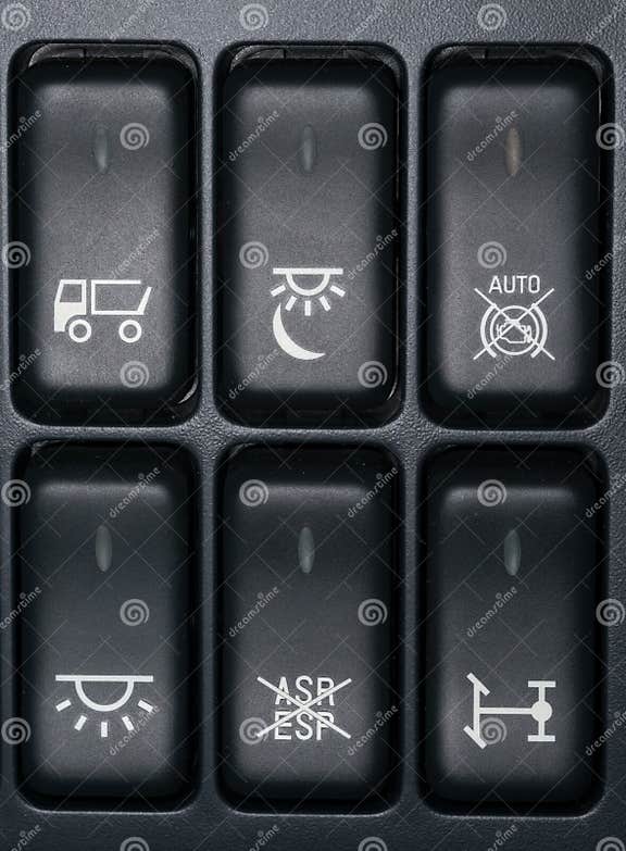 Truck Control Panel Buttons Stock Photo - Image of equipment, close ...