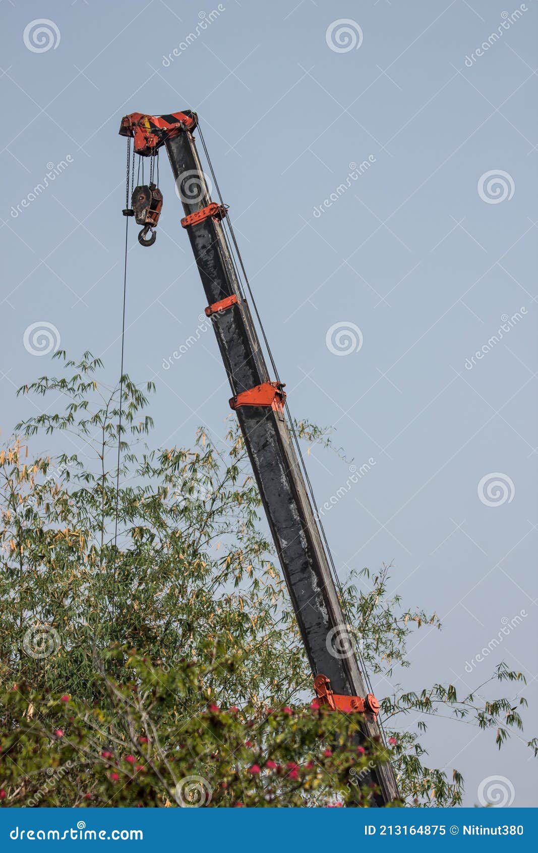 Truck Crane Boom with Hooks Stock Image - Image of engineering ...