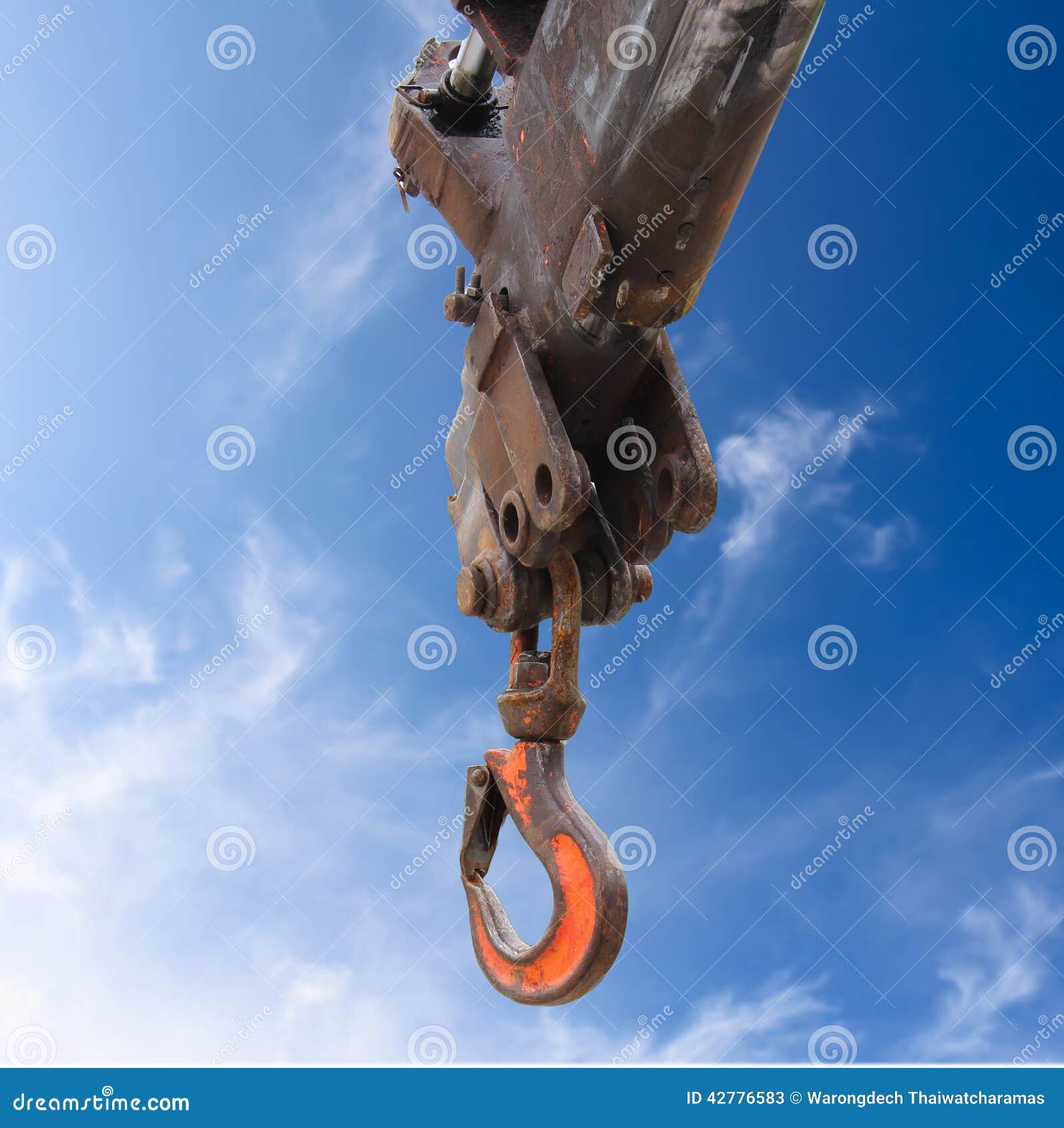 Truck Crane Hook on Blue Sky Stock Image - Image of hook, background ...