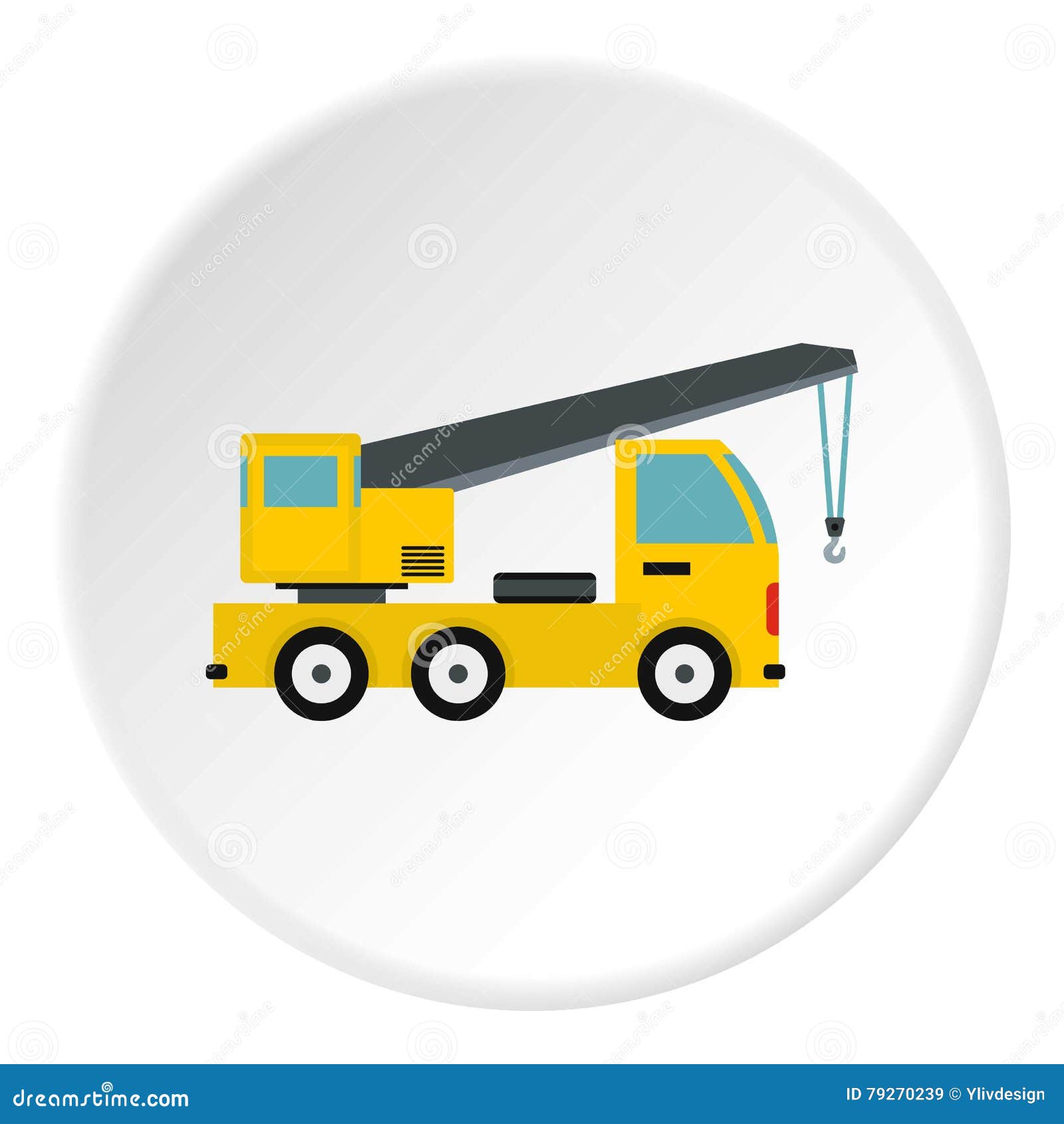 Truck with Crane Icon, Flat Style Stock Vector - Illustration of ...