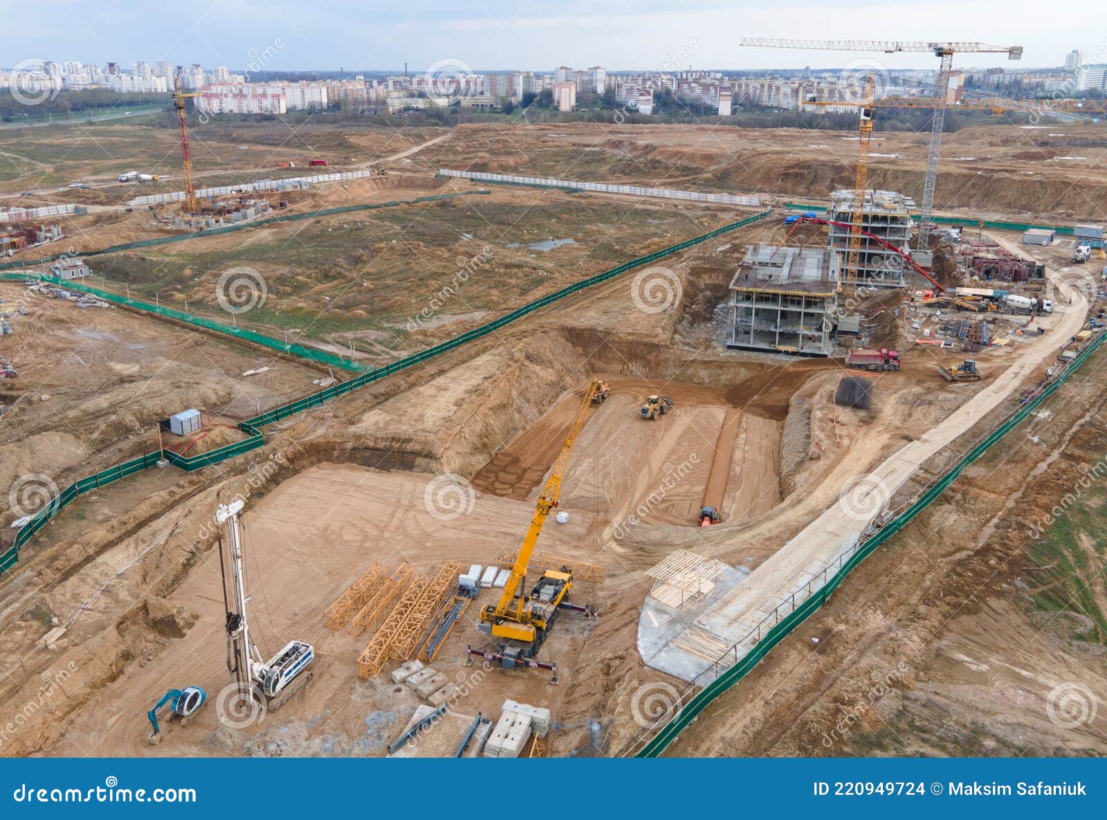 Truck Crane during the Installation of a Crane at a Construction Site ...