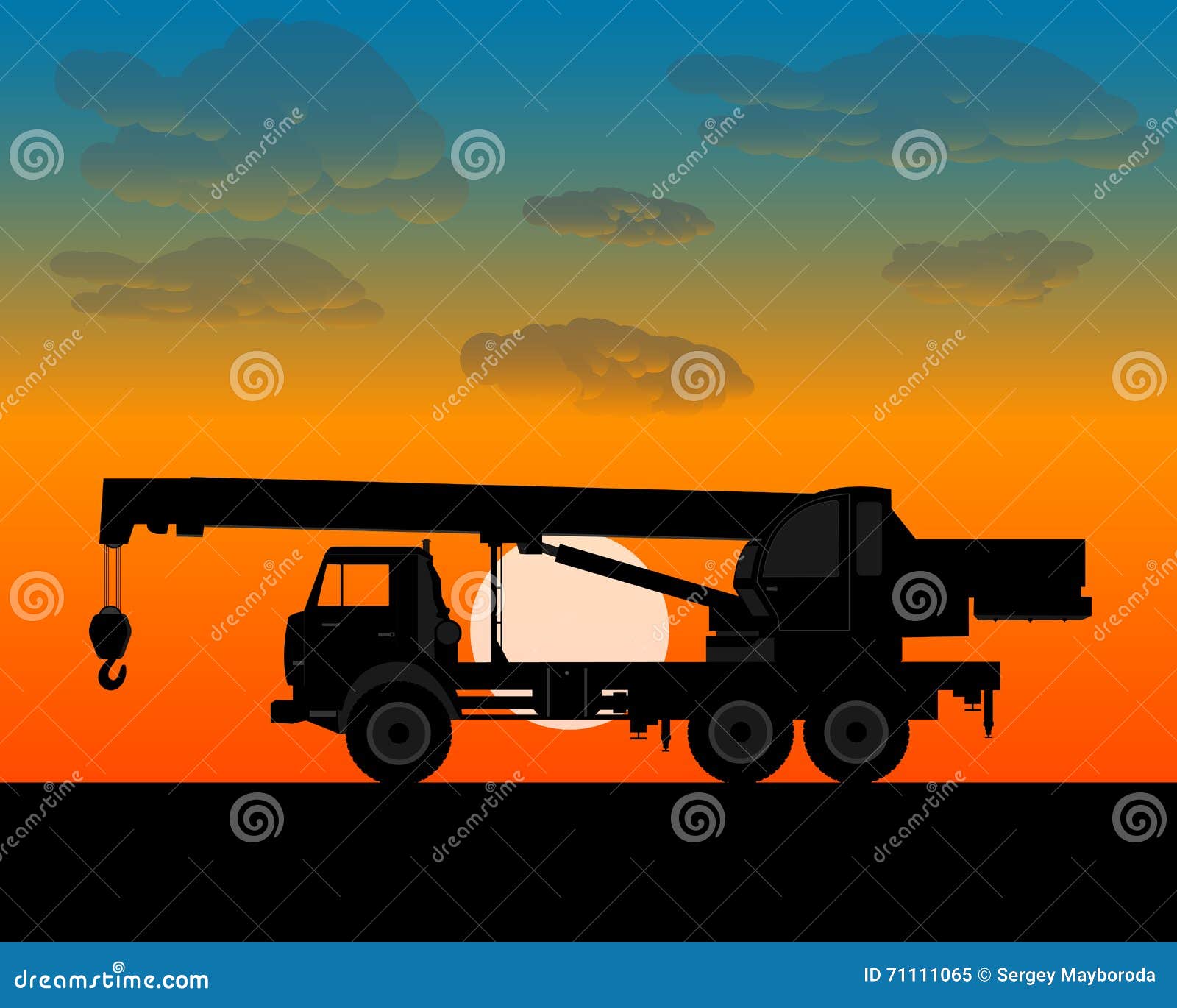 Truck Crane For Lifting Of Building Materials Cartoon Vector ...