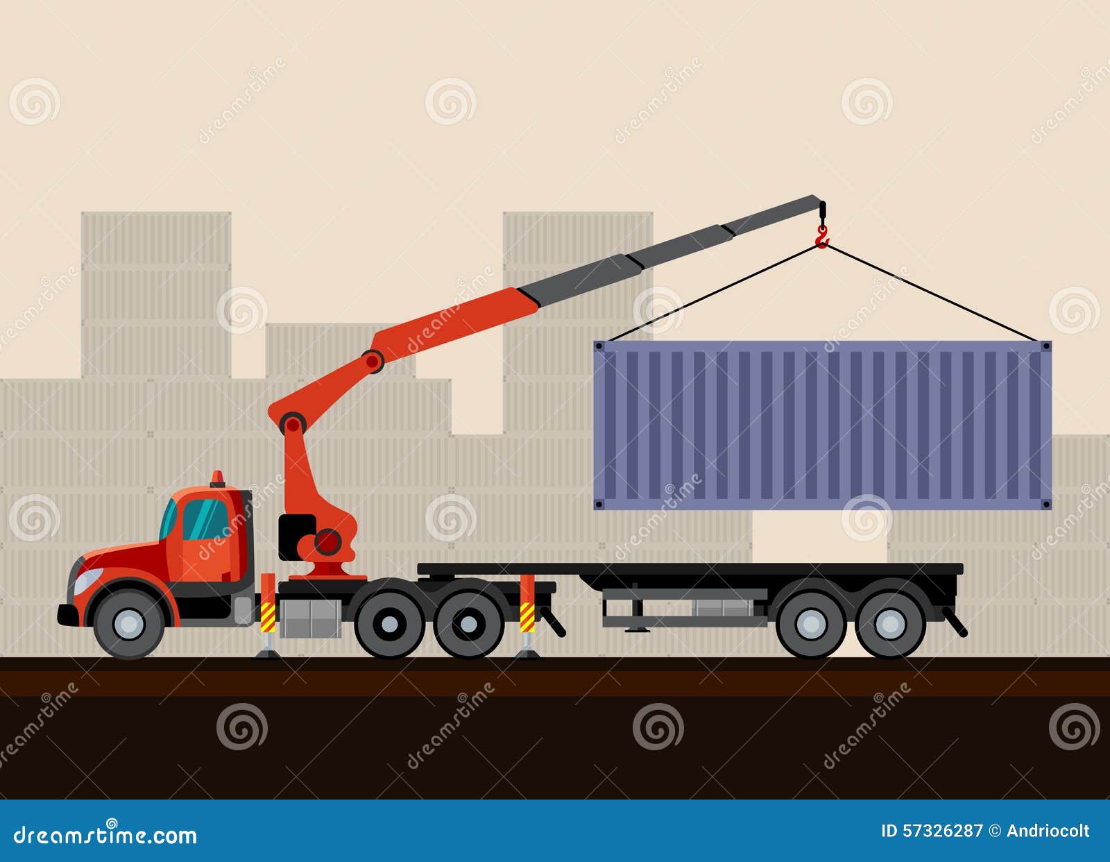 Truck Crane Trailer with Cargo Stock Vector - Illustration of cargo ...