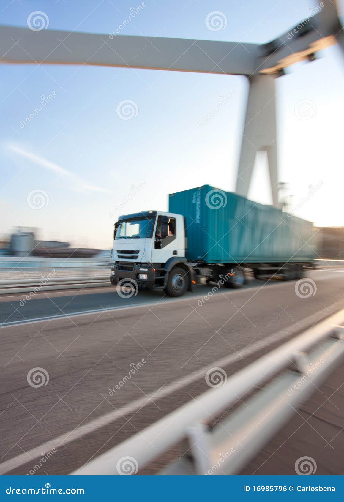 Truck crossing a bridge stock photo. Image of vehicle - 16985796