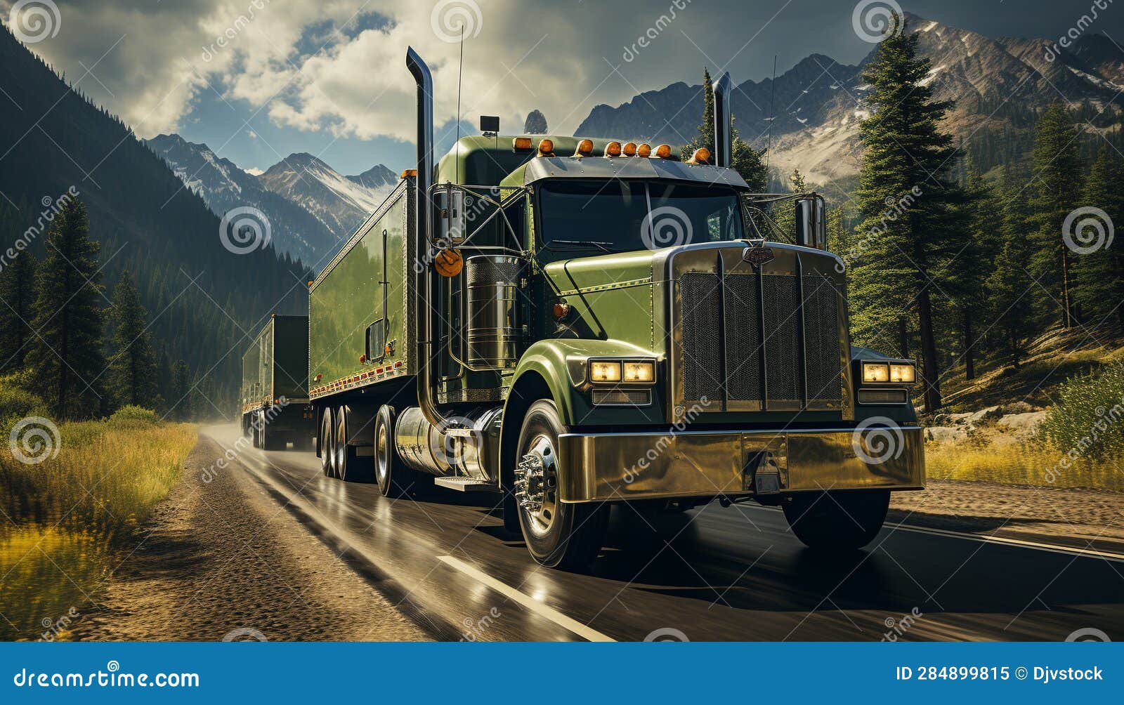 Truck Delivering Freight, Speeding on Multiple Lane Highway, Working ...