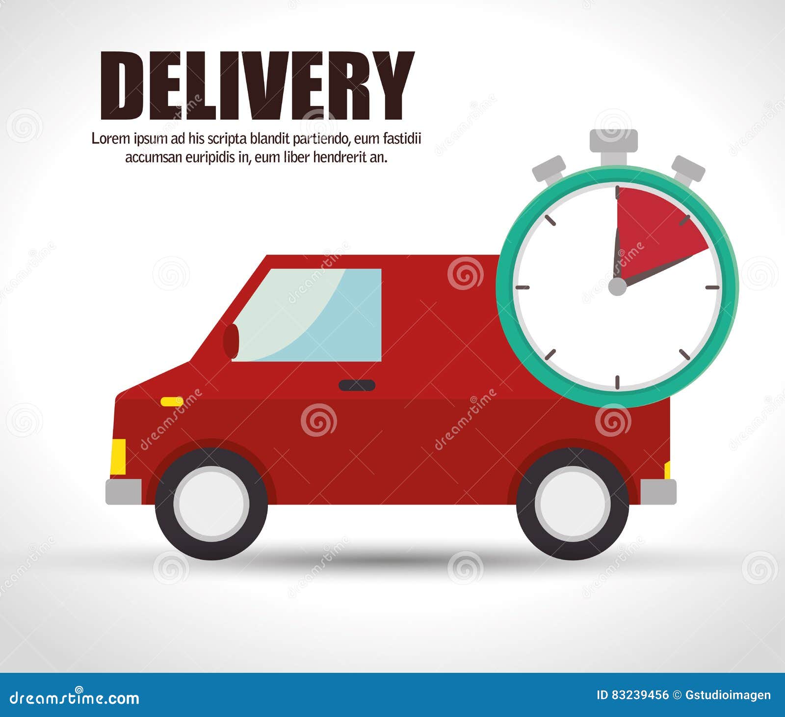 Truck Delivery Time Red Van Icon Stock Illustration - Illustration of ...
