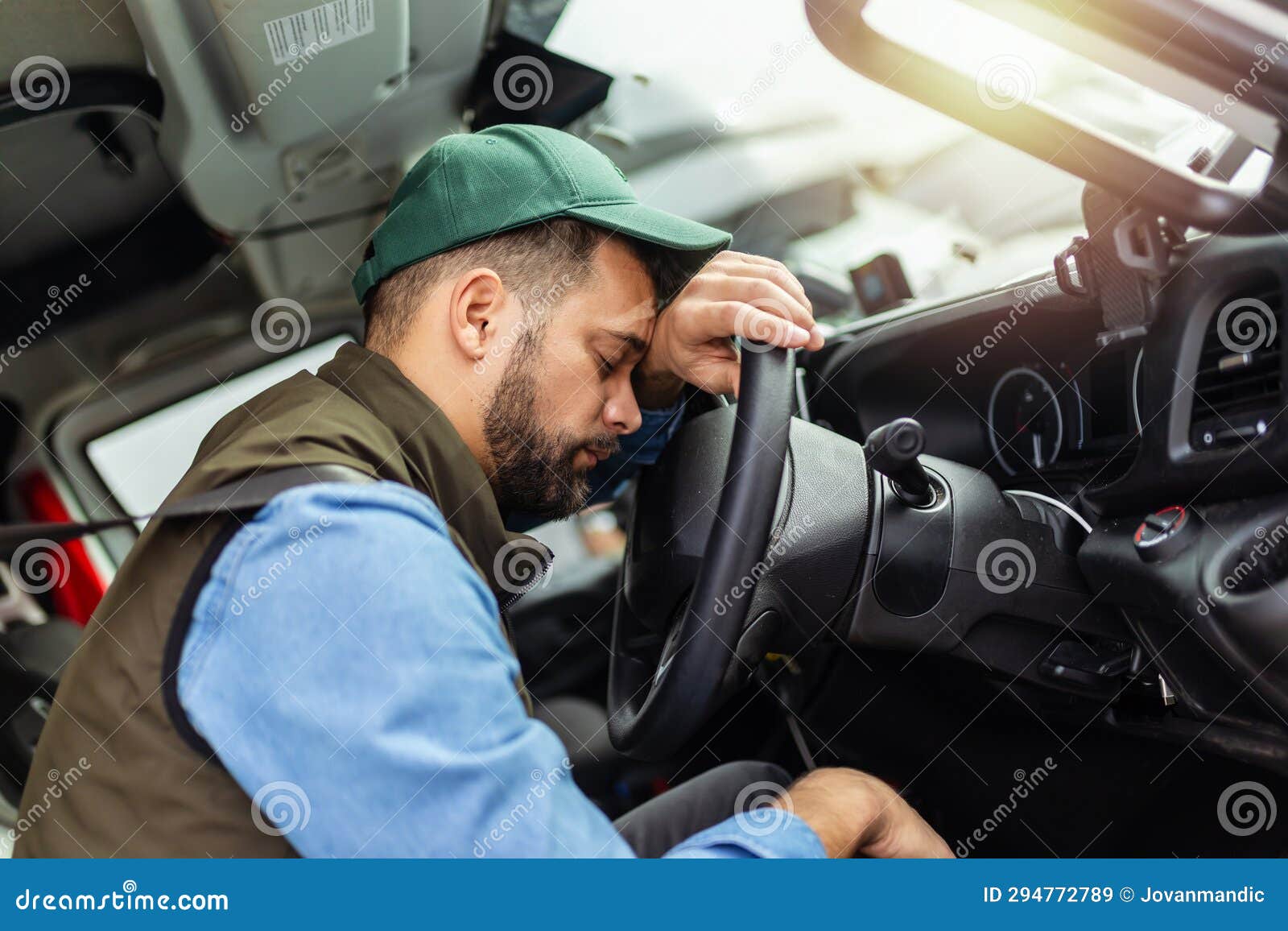 Truck Diver Feeling Tired during the Ride Stock Image - Image of diver ...