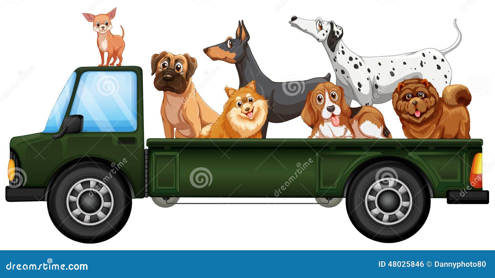 Truck and dogs stock vector. Illustration of animal, cartoon - 48025846