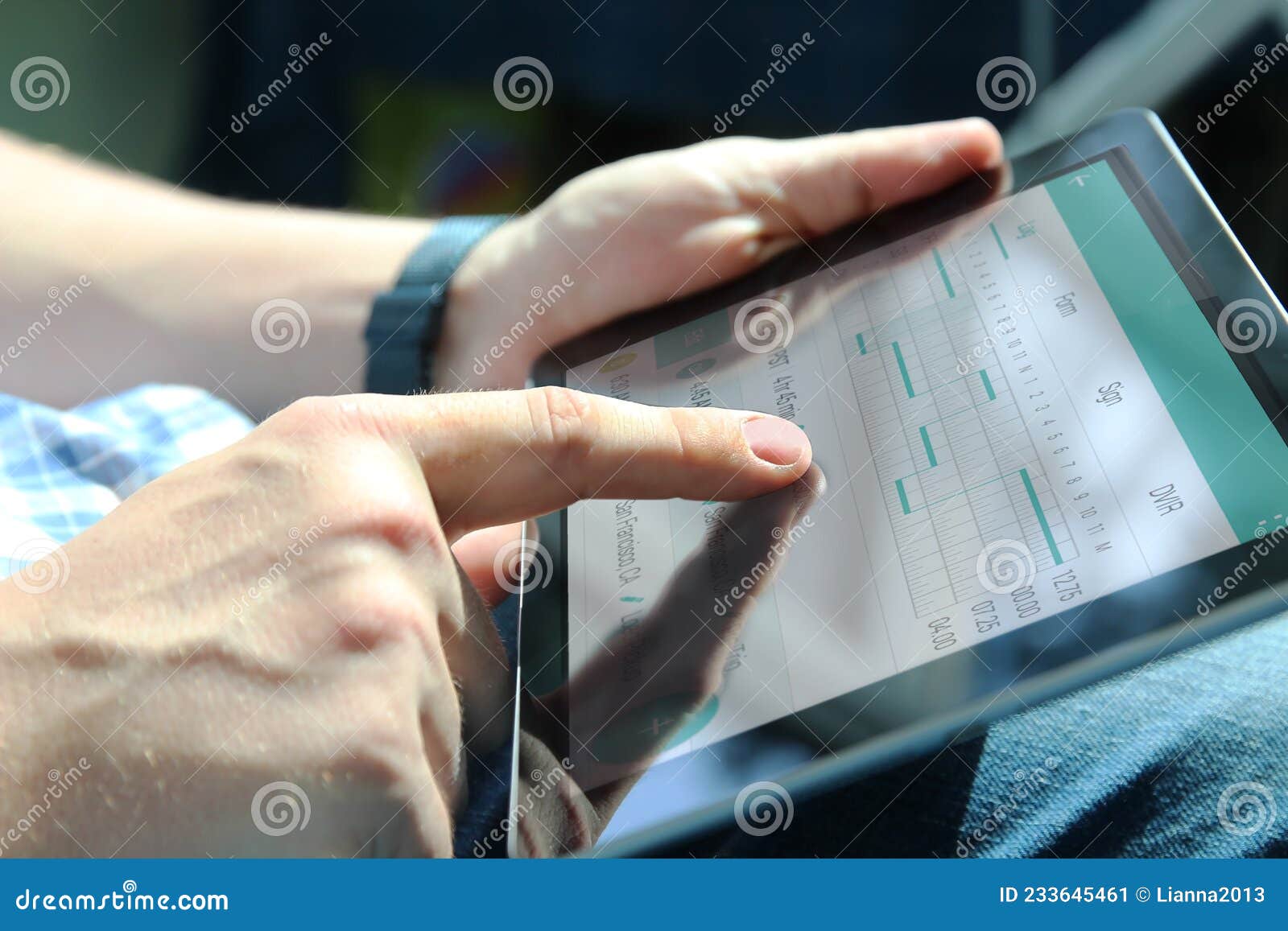 Truck Driver Checking Electronic Logbooks on a Tablet Stock Image ...