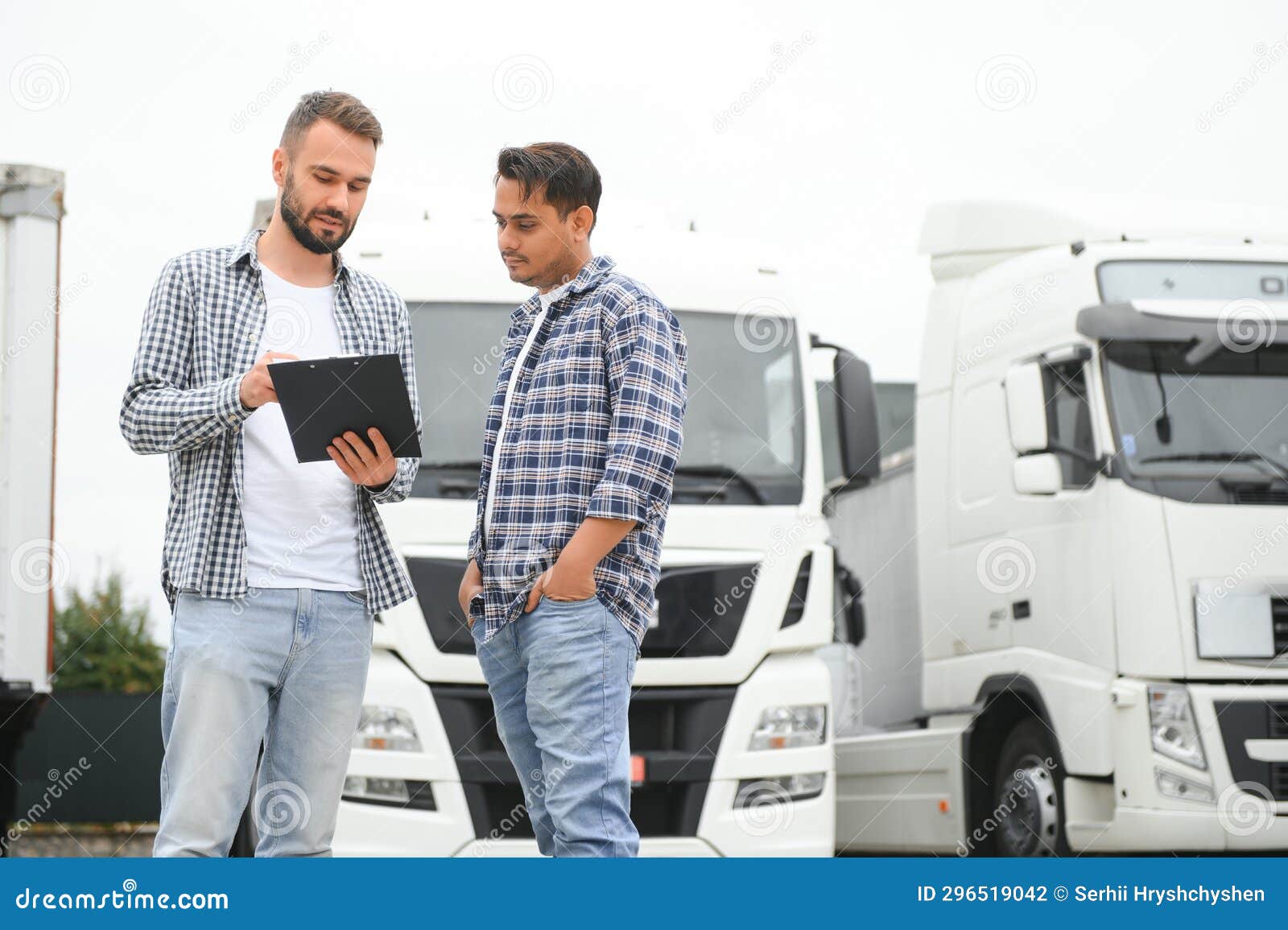 The Truck Driver Delivered the Cargo To the Customer Stock Photo ...