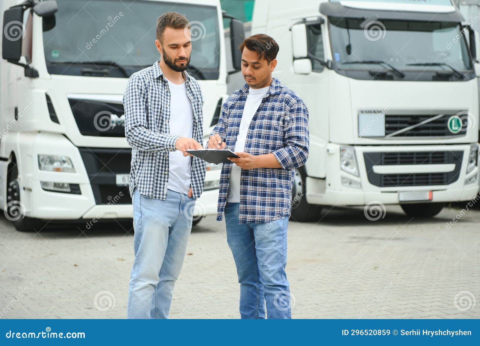 The Truck Driver Delivered the Cargo To the Customer Stock Image ...