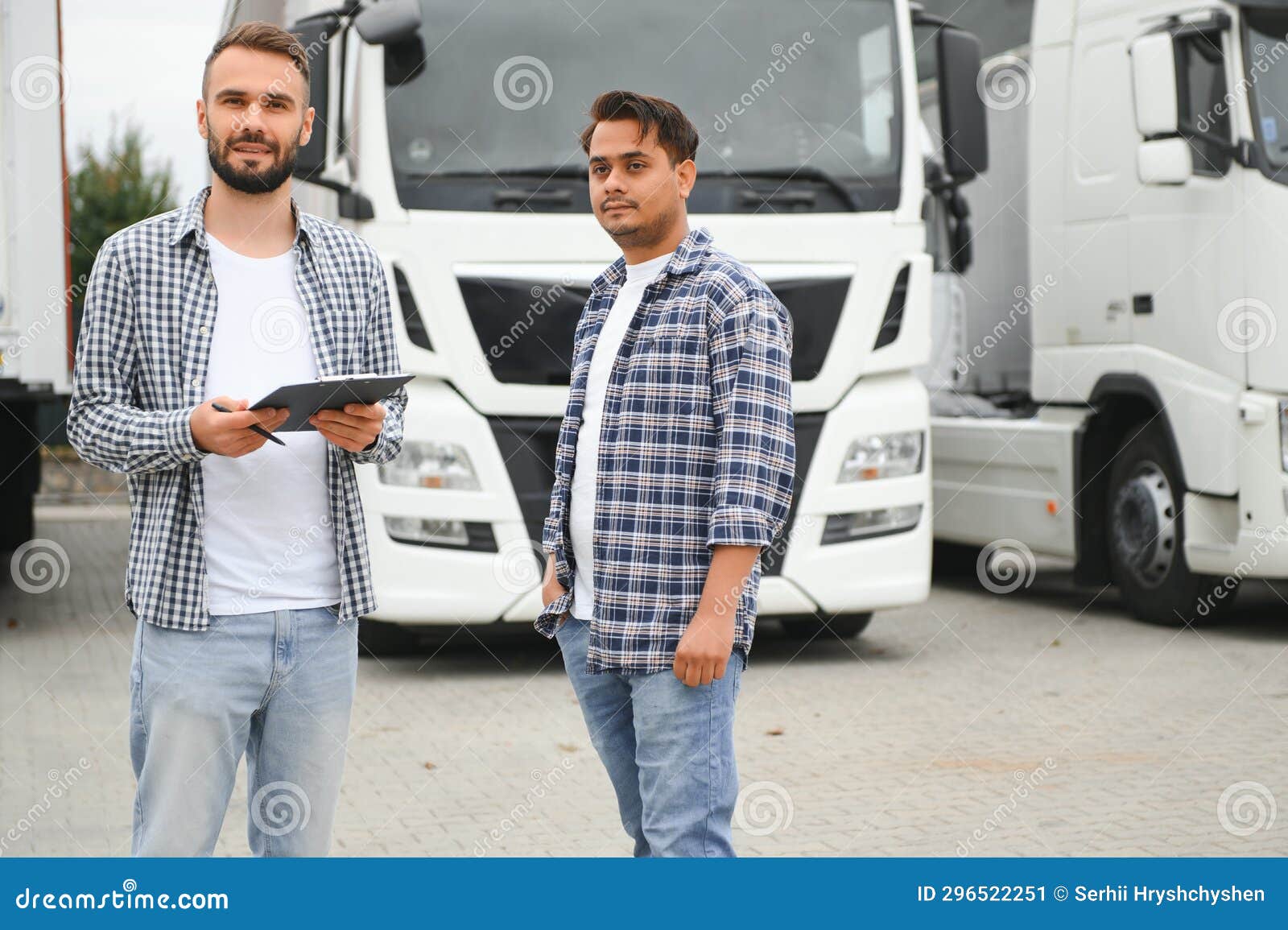 The Truck Driver Delivered the Cargo To the Customer Stock Image ...