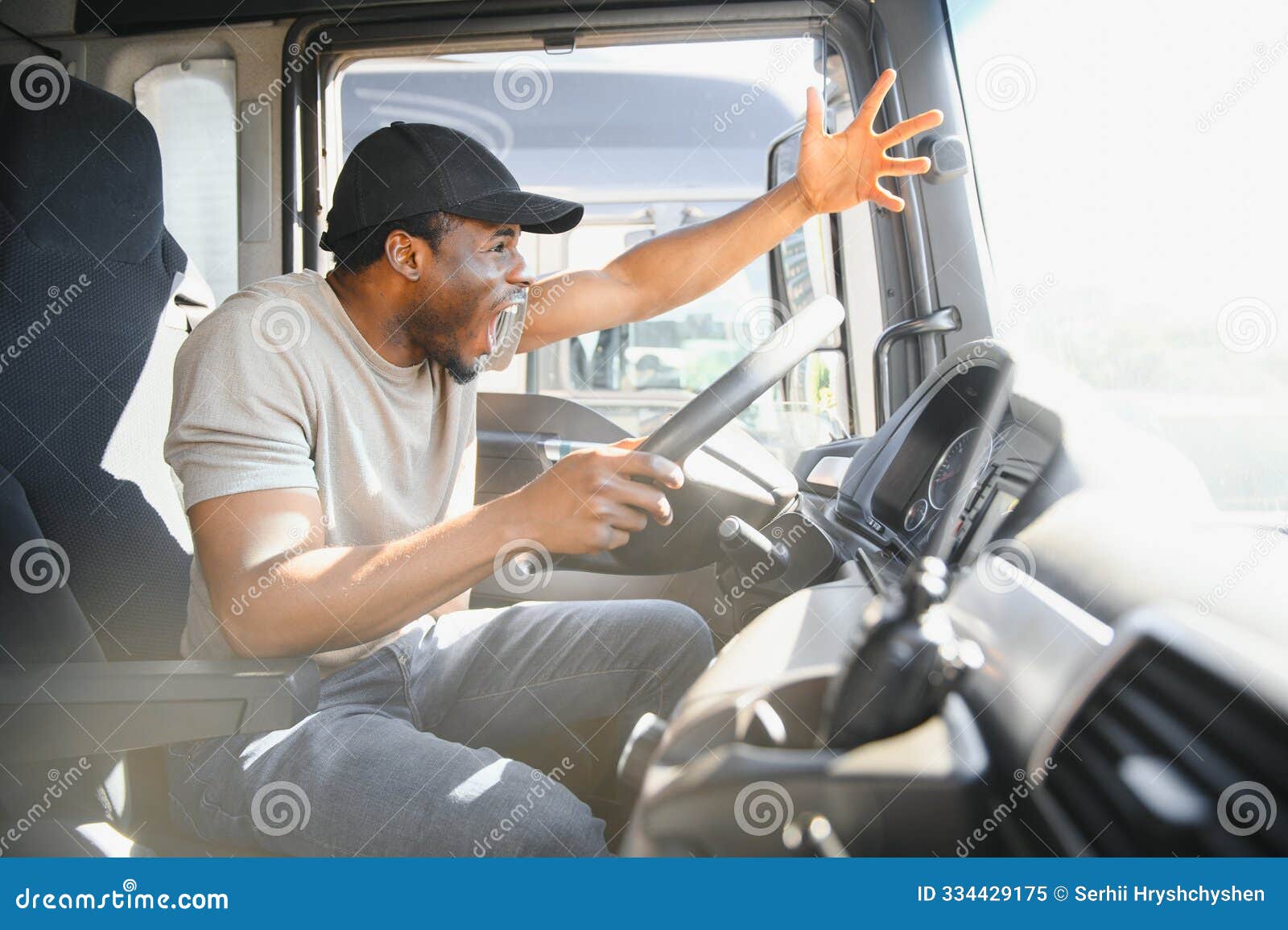 Truck Driver Gets Angry while Driving Stock Image - Image of mean ...