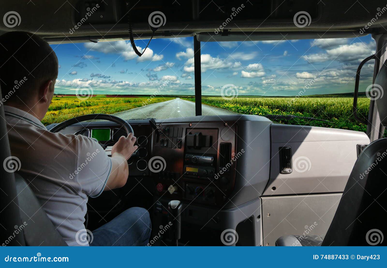 The Truck Driver on the Road Stock Image - Image of inside, adult: 74887433