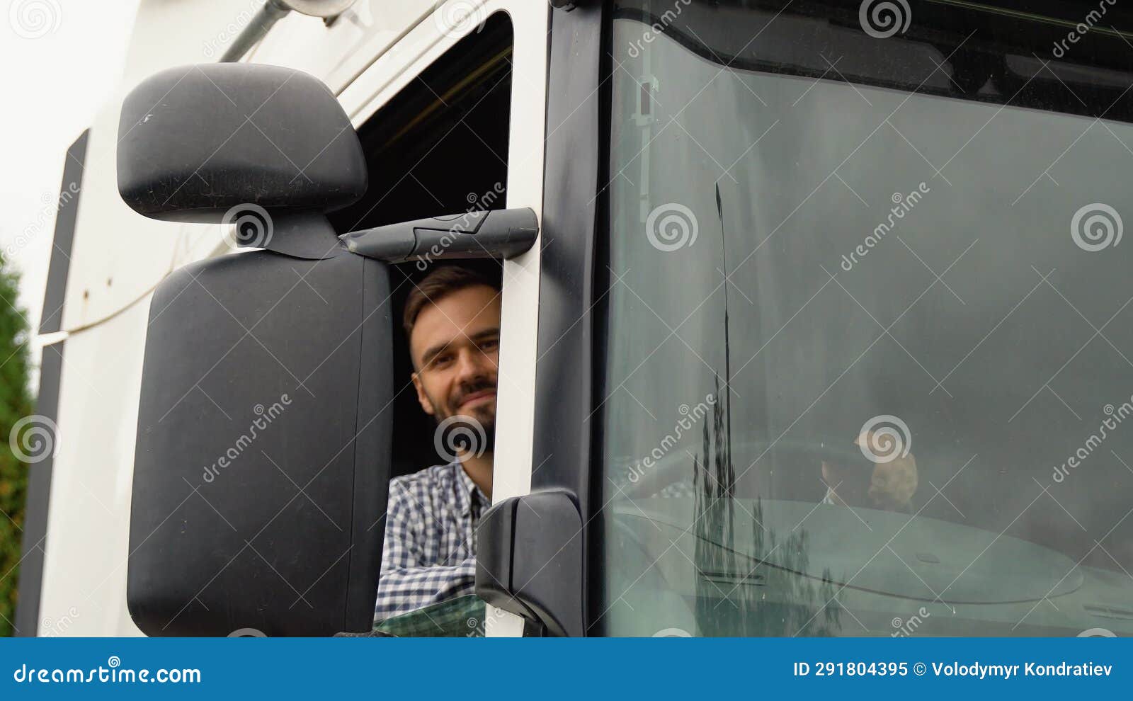 Truck Driver Sitting in Cab Stock Video - Video of caucasian, working ...