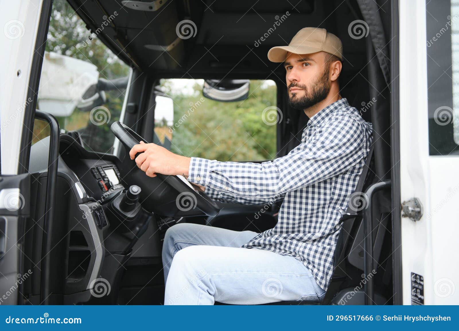 Truck Driver Sitting in Cab Stock Photo - Image of angle, mode: 296517666