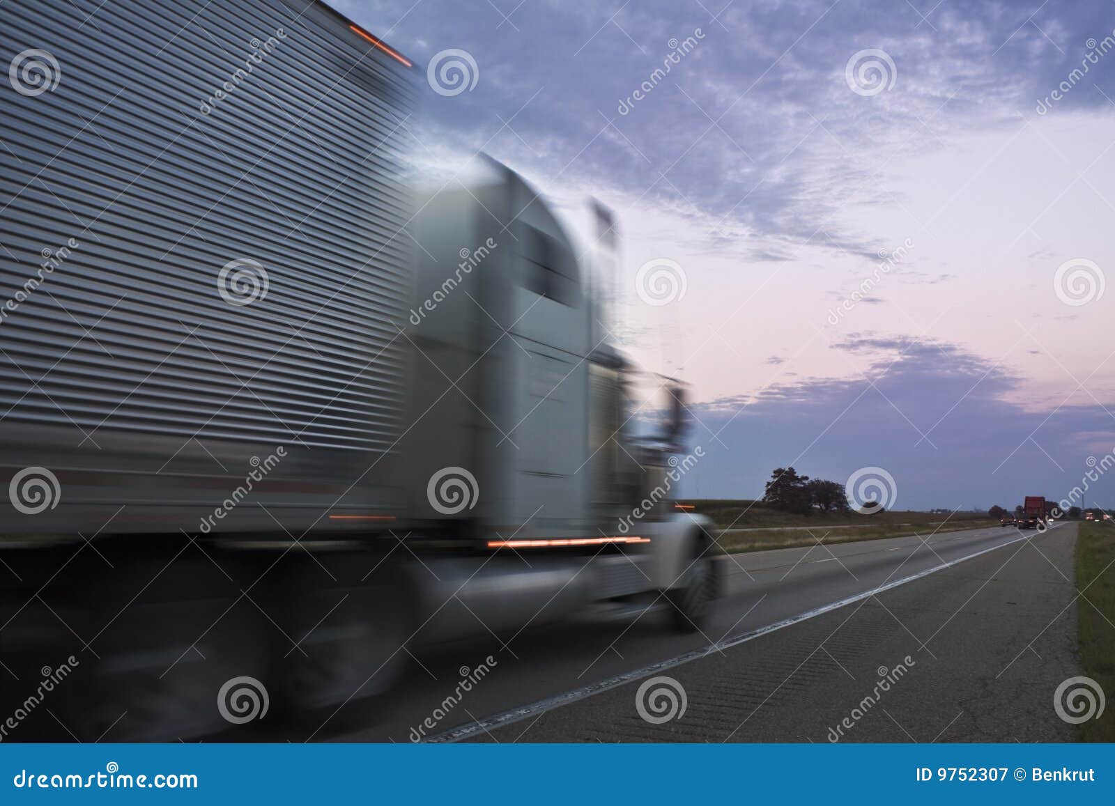 Truck Driving during Sunset Stock Image - Image of trailer, motion: 9752307