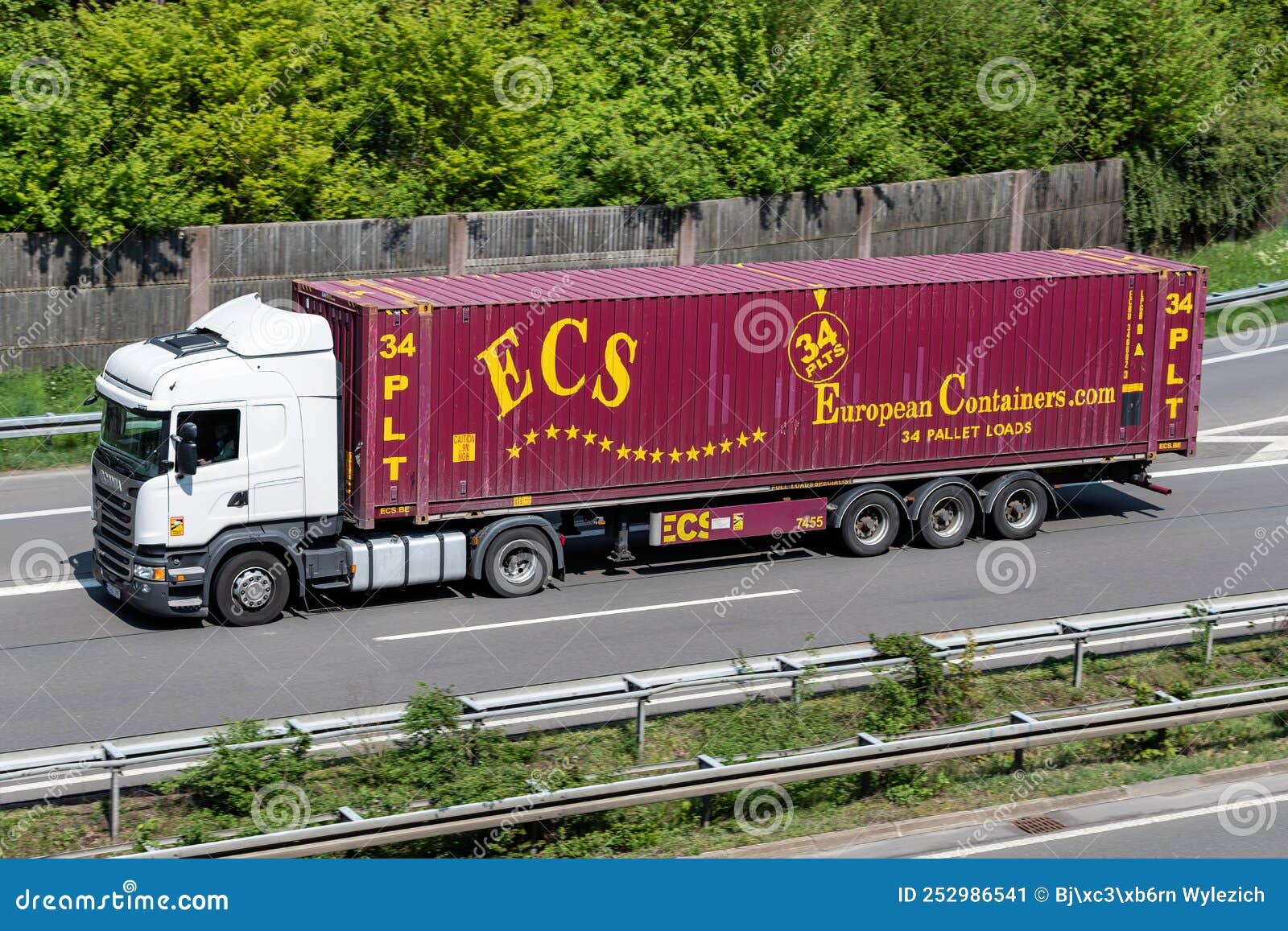 Truck with ECS container editorial photo. Image of hauler - 252986541