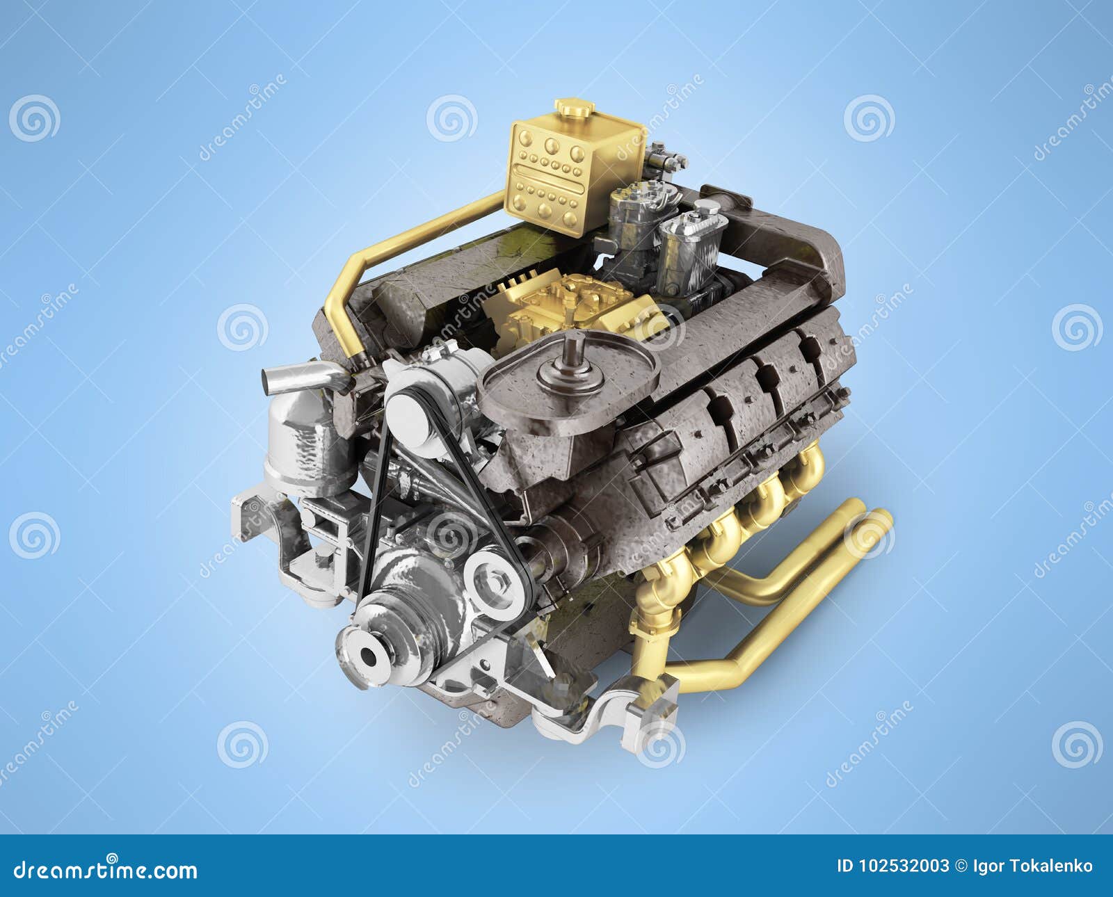 The Truck Engine Concept of a Modern Cargo Car Engine 3d Rendering on a ...