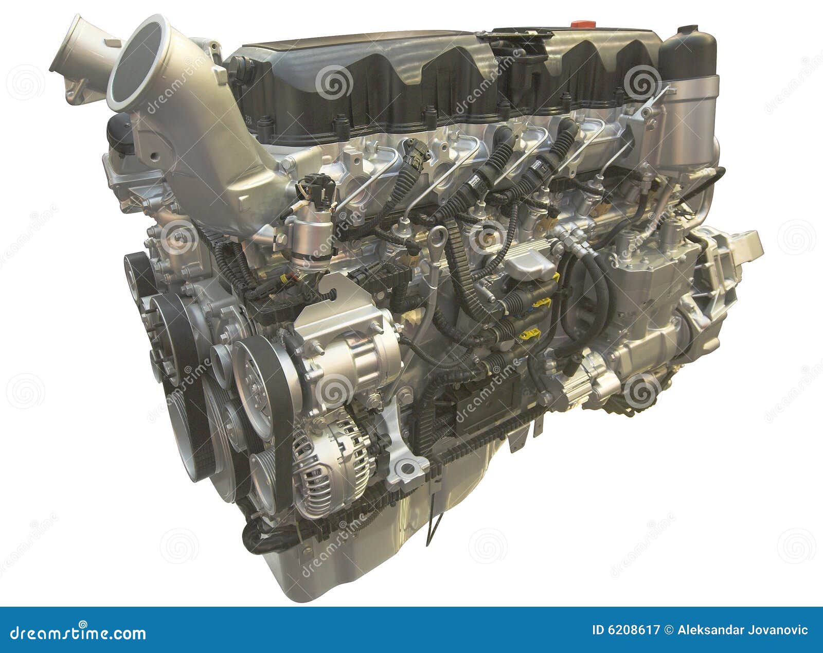 Truck Engine, Isolated Over White Stock Image - Image of mechanics ...