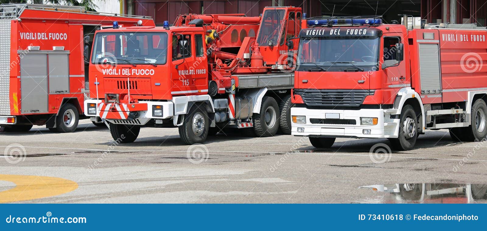 Truck Fire Engines Firefighters during a Fire Drill Training Stock ...