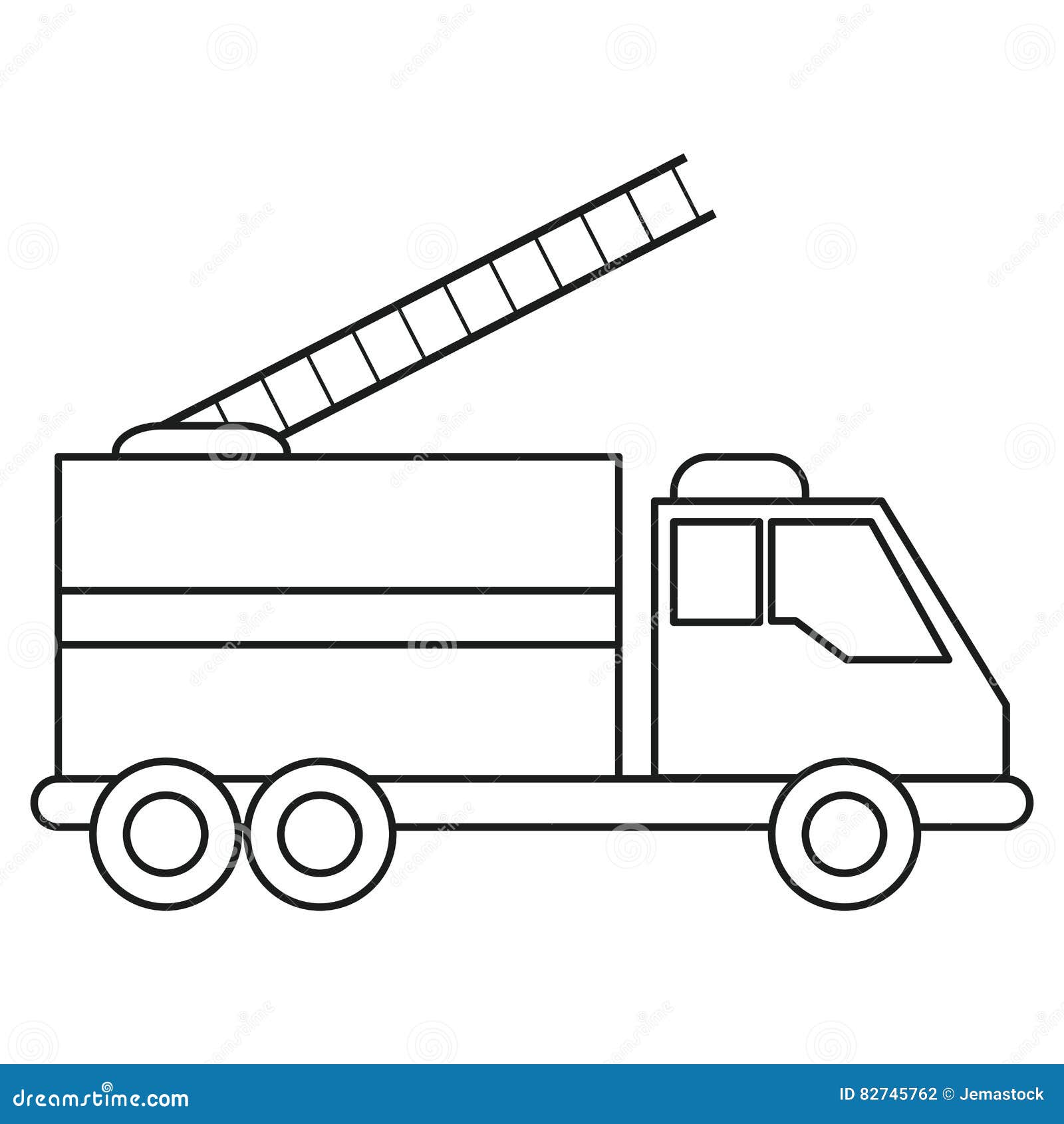 Truck Fire Rescue Urgency Attention Line Stock Vector - Illustration of ...