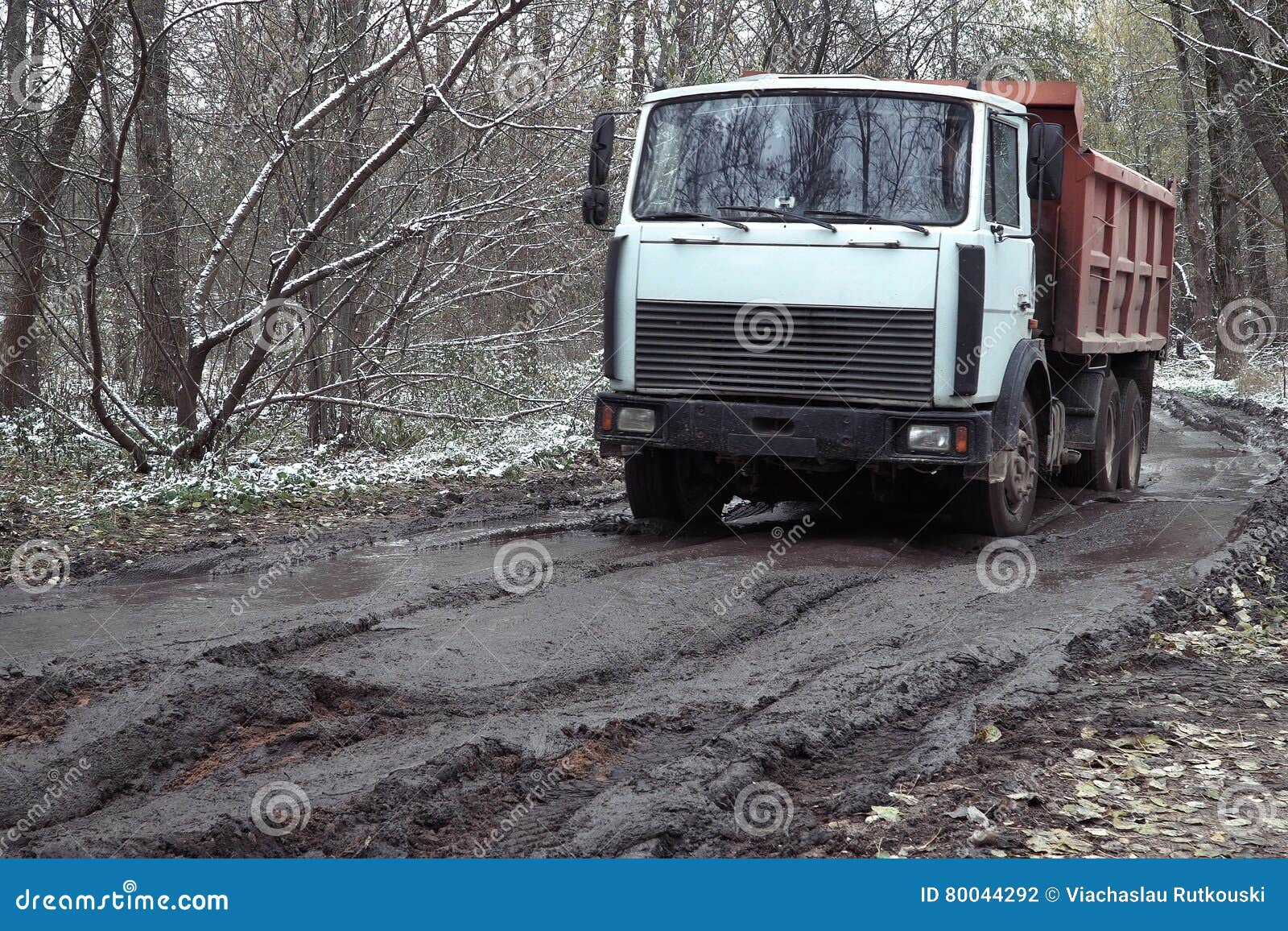 Truck Going on the Rutted Road Stock Photo - Image of autumn, road ...