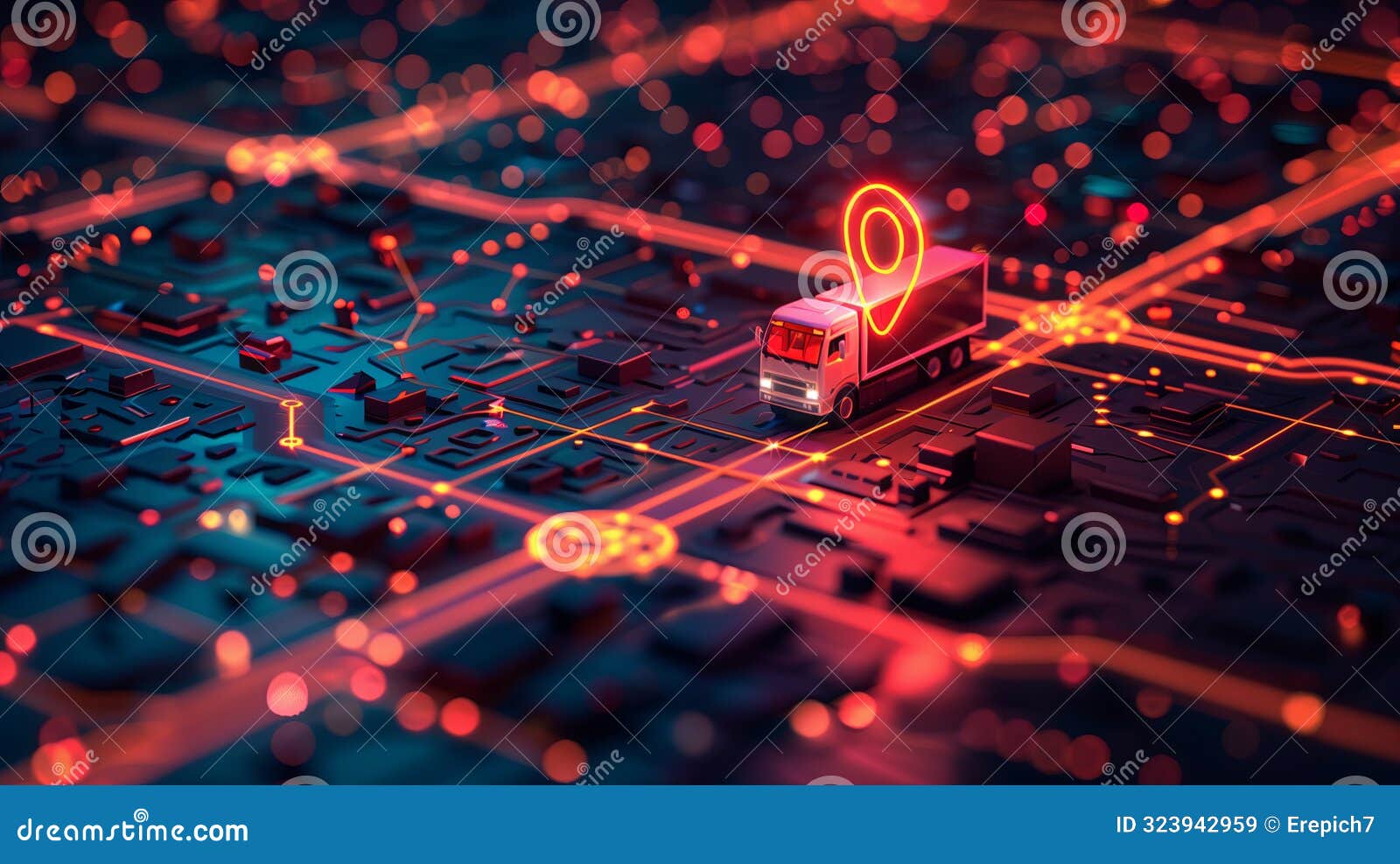 Truck on a GPS Map. Logistics and Transportation Concept Stock ...