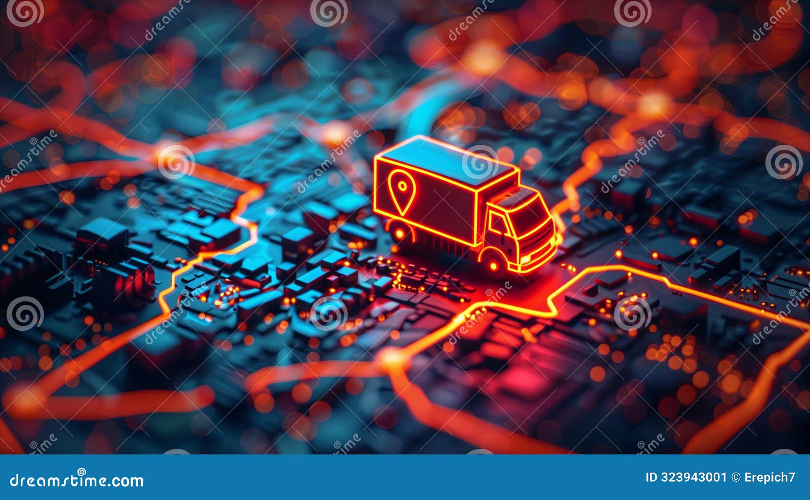 Truck on a GPS Map. Logistics and Transportation Concept Stock Image ...