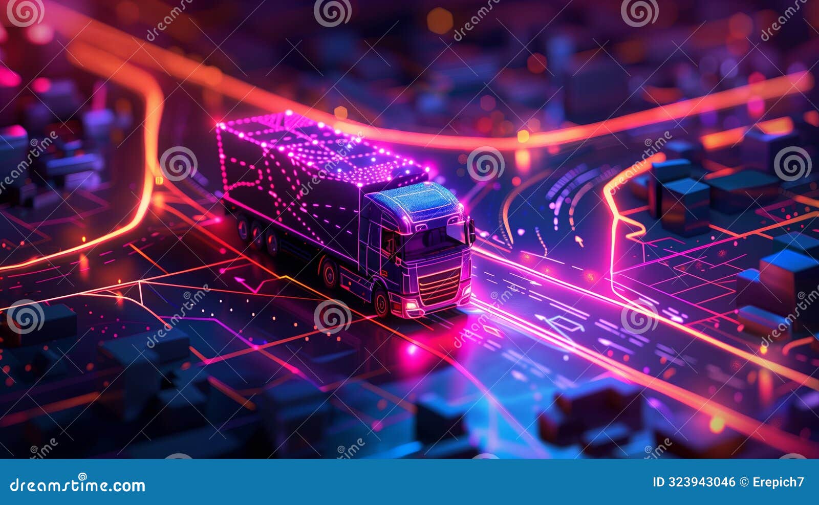 Truck on a GPS Map. Logistics and Transportation Concept Stock Photo ...