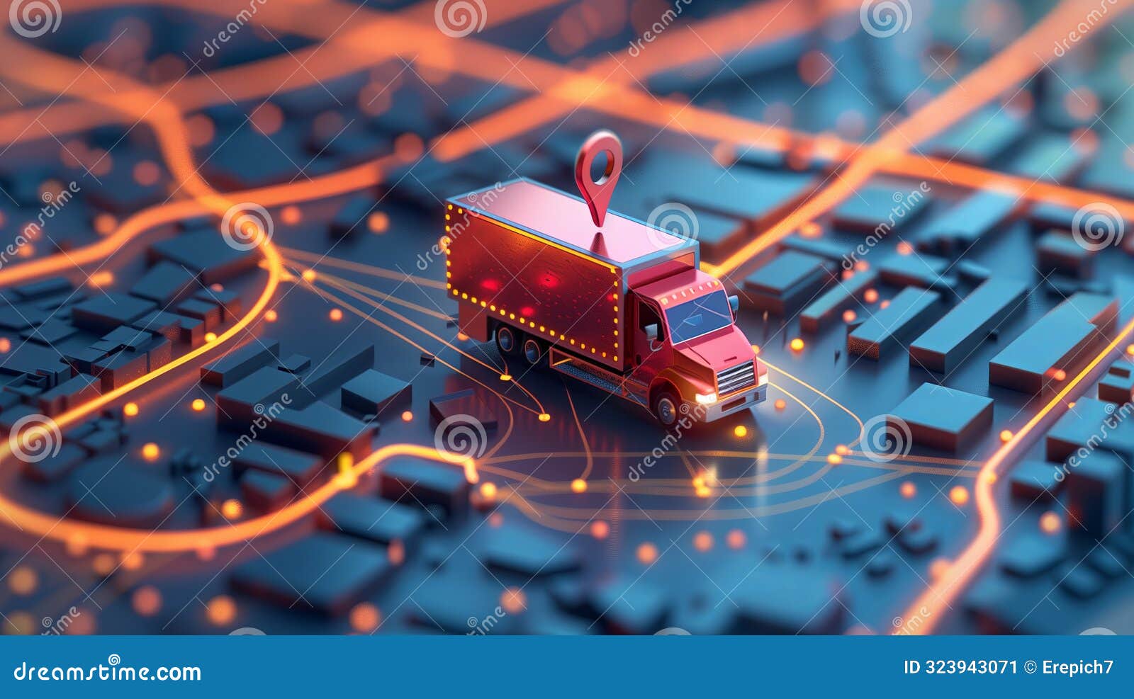Truck on a GPS Map. Logistics and Transportation Concept Stock Image ...