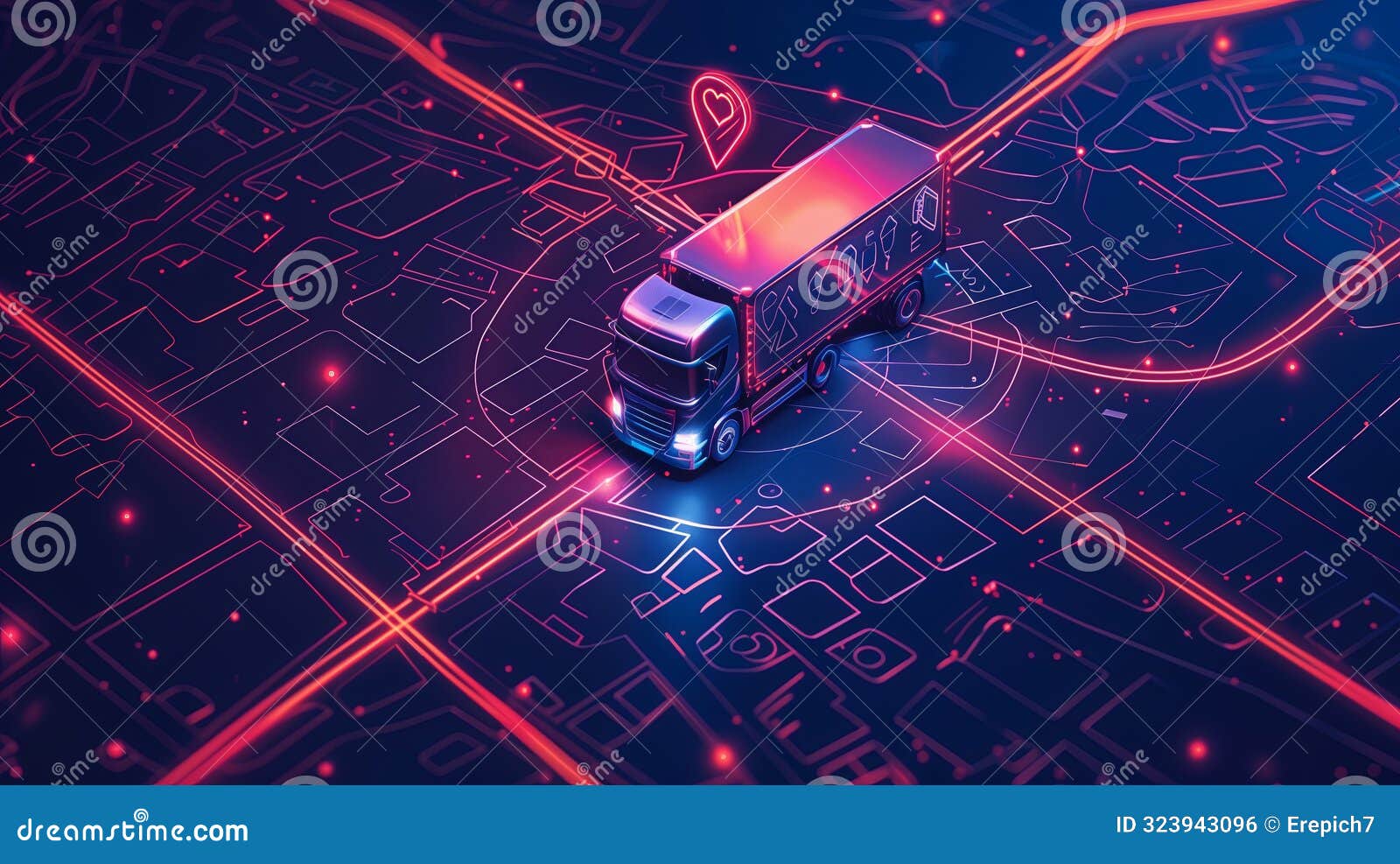 Truck on a GPS Map. Logistics and Transportation Concept Stock Photo ...