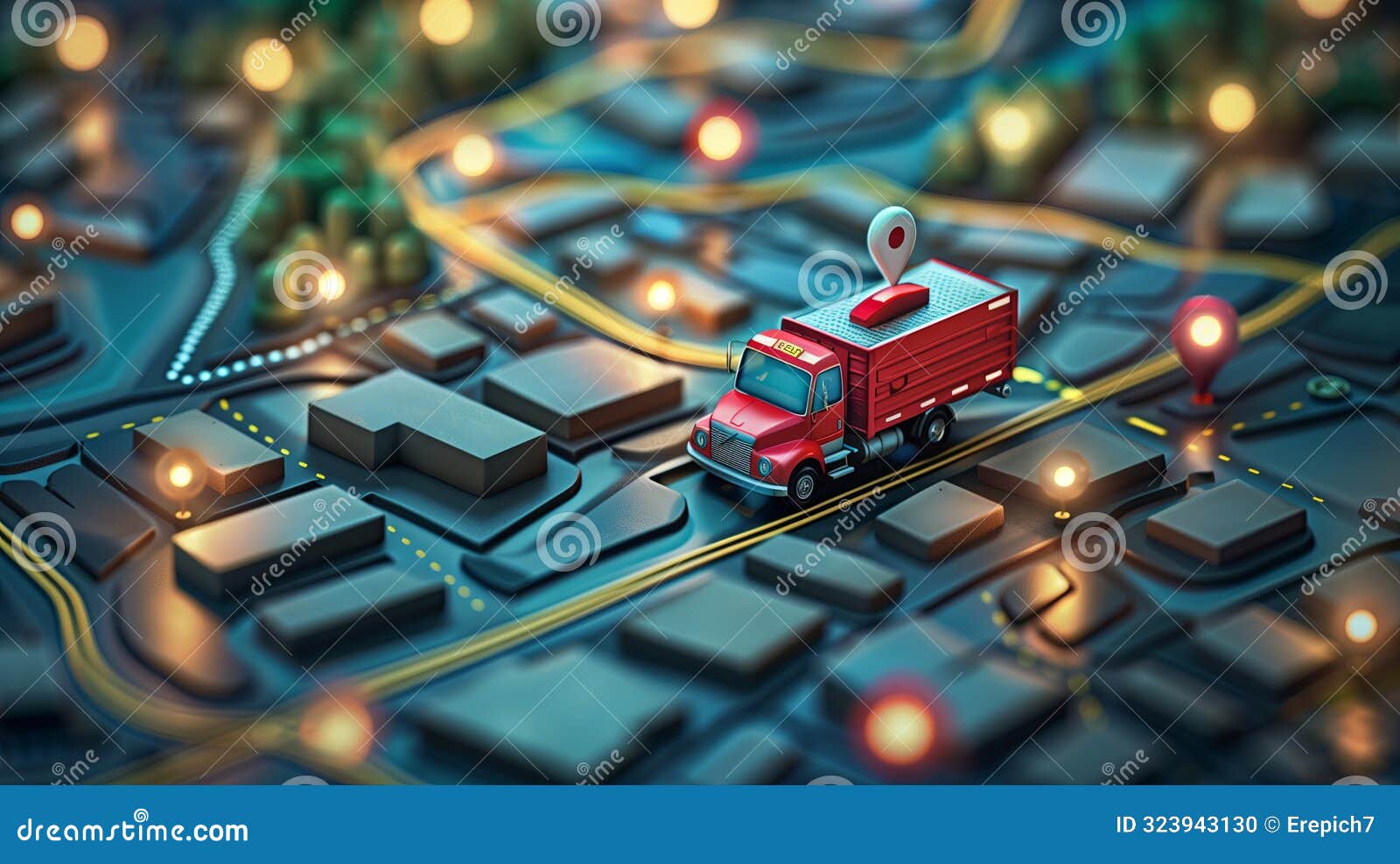 Truck on a GPS Map. Logistics and Transportation Concept Stock Photo ...