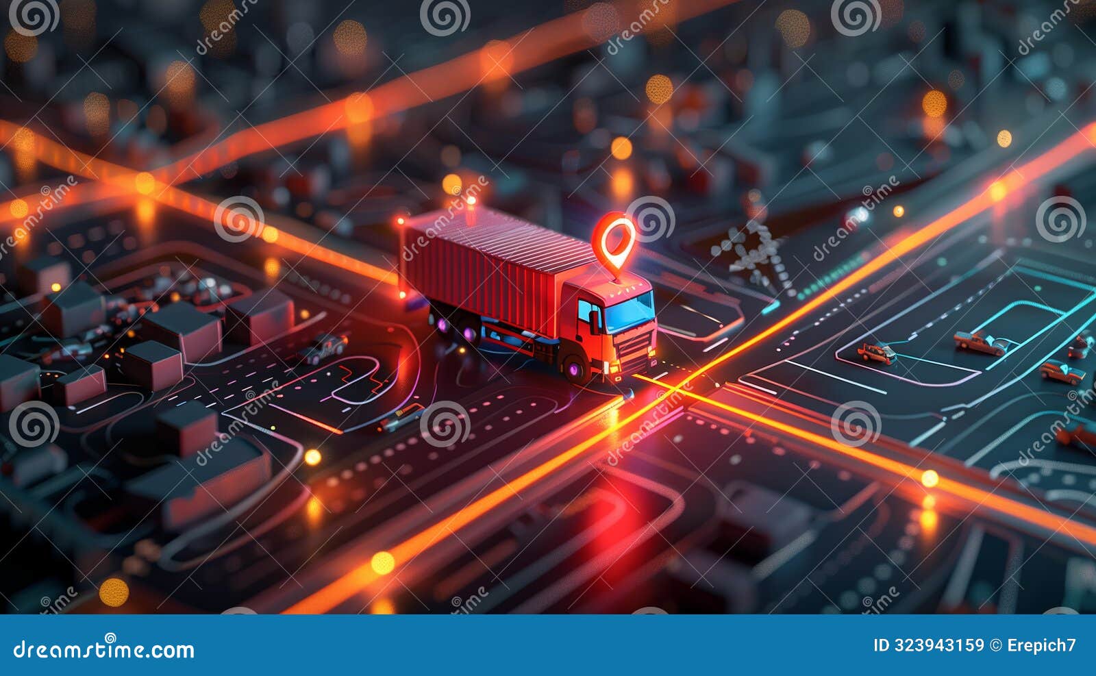 Truck on a GPS Map. Logistics and Transportation Concept Stock Image ...