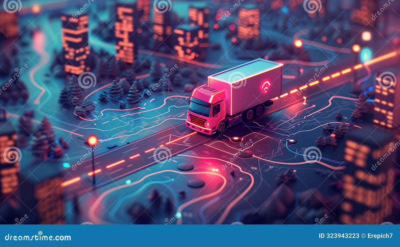Truck on a GPS Map. Logistics and Transportation Concept Stock Image ...