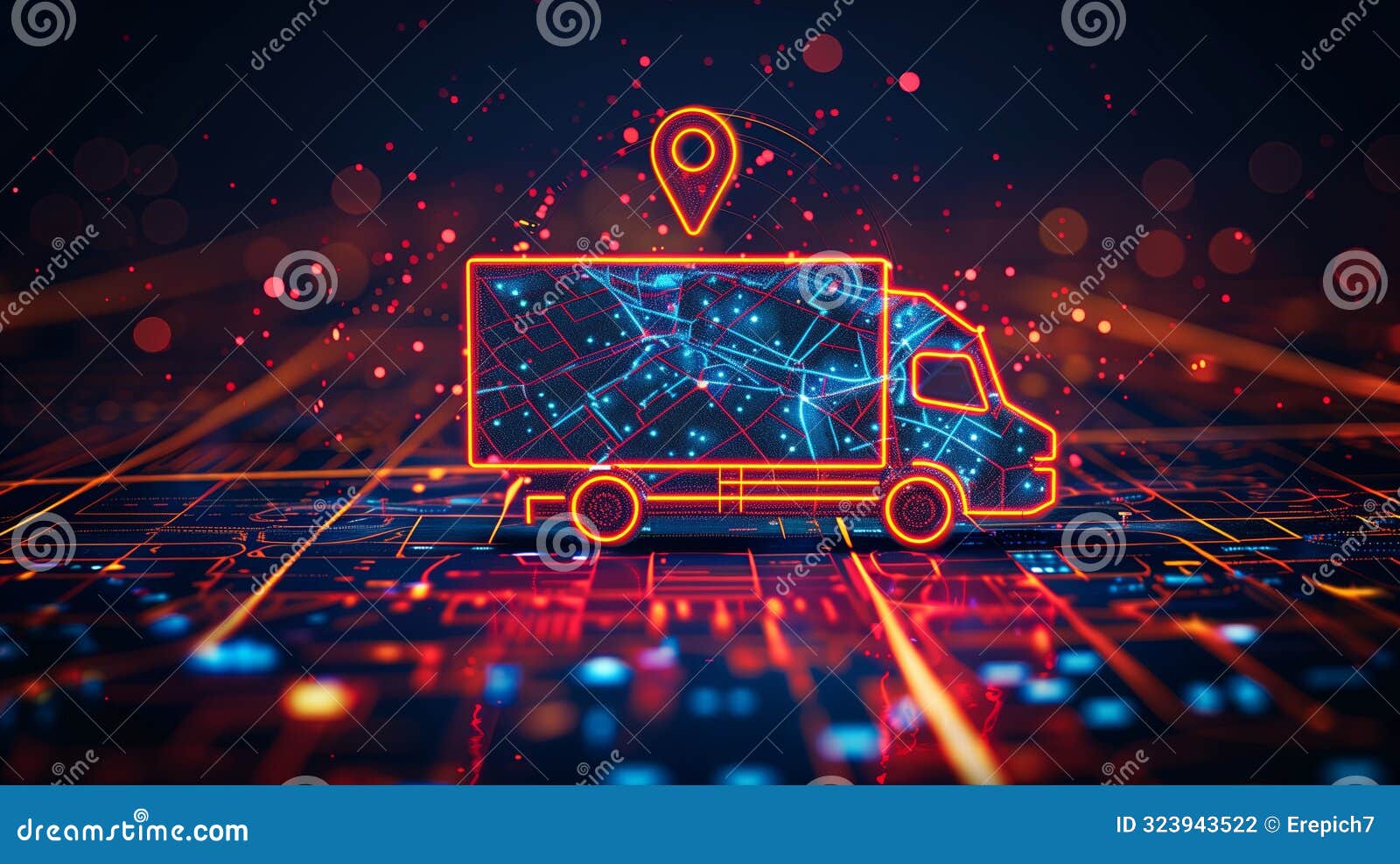 Truck on a GPS Map. Logistics and Transportation Concept Stock Photo ...