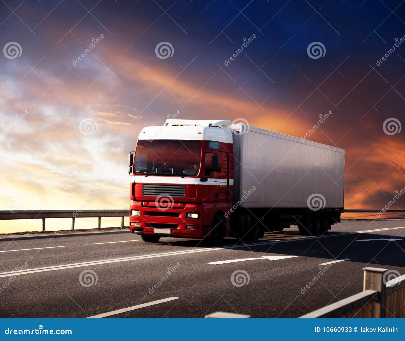 Truck on highway stock image. Image of highway, dusk - 10660933